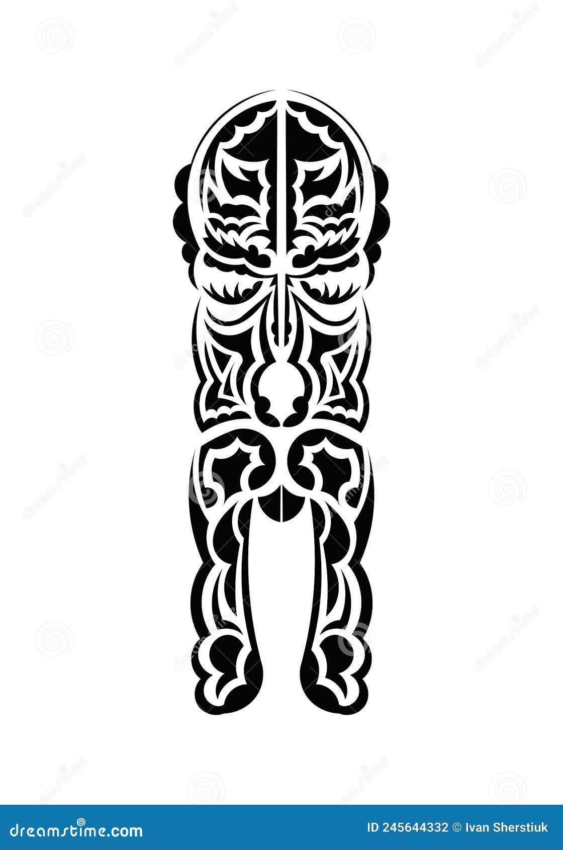 Face in Traditional Tribal Style. Tattoo Patterns. Flat Style. Vector ...