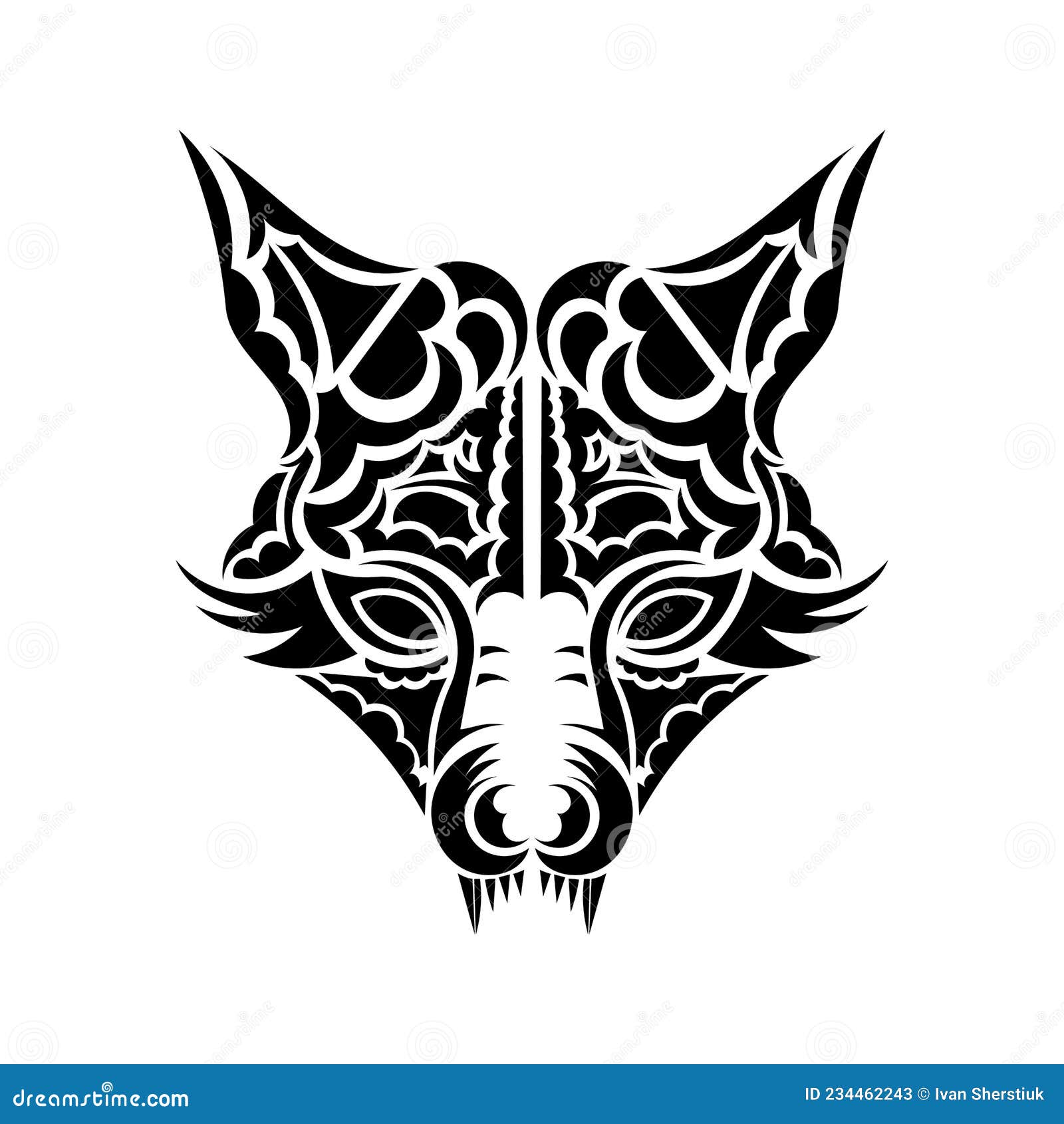 FOX Head Tattoo. Vector Illustration Stock Vector - Illustration of ...