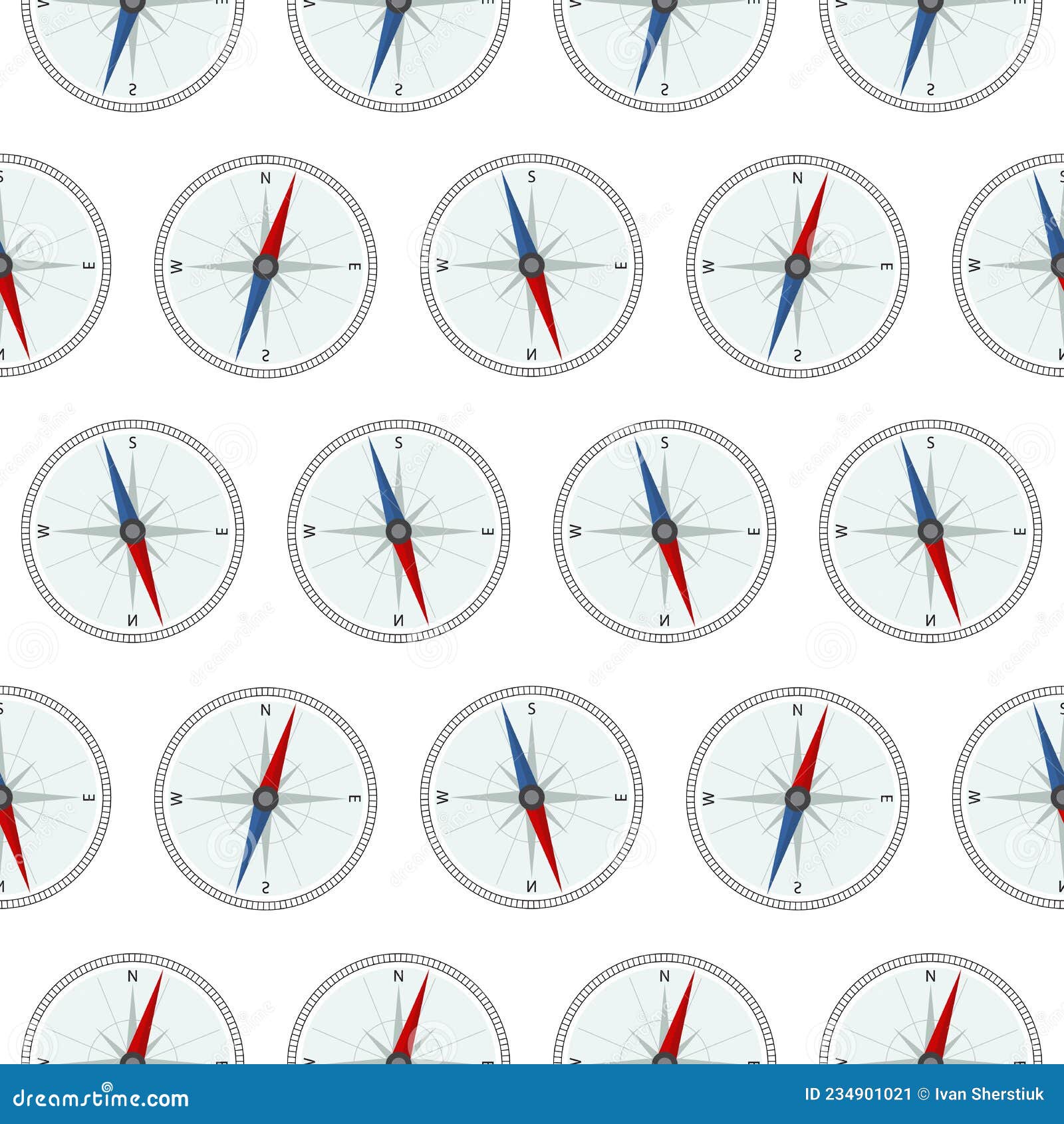 Mariner S Compass Flat Icon Seamless Pattern. Stock Vector ...