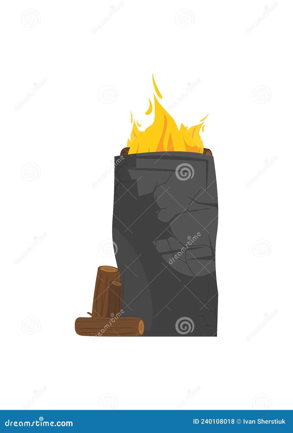 Metal Burning Barrel. Bonfire in a Barrel. Isolated. Vector. Stock ...