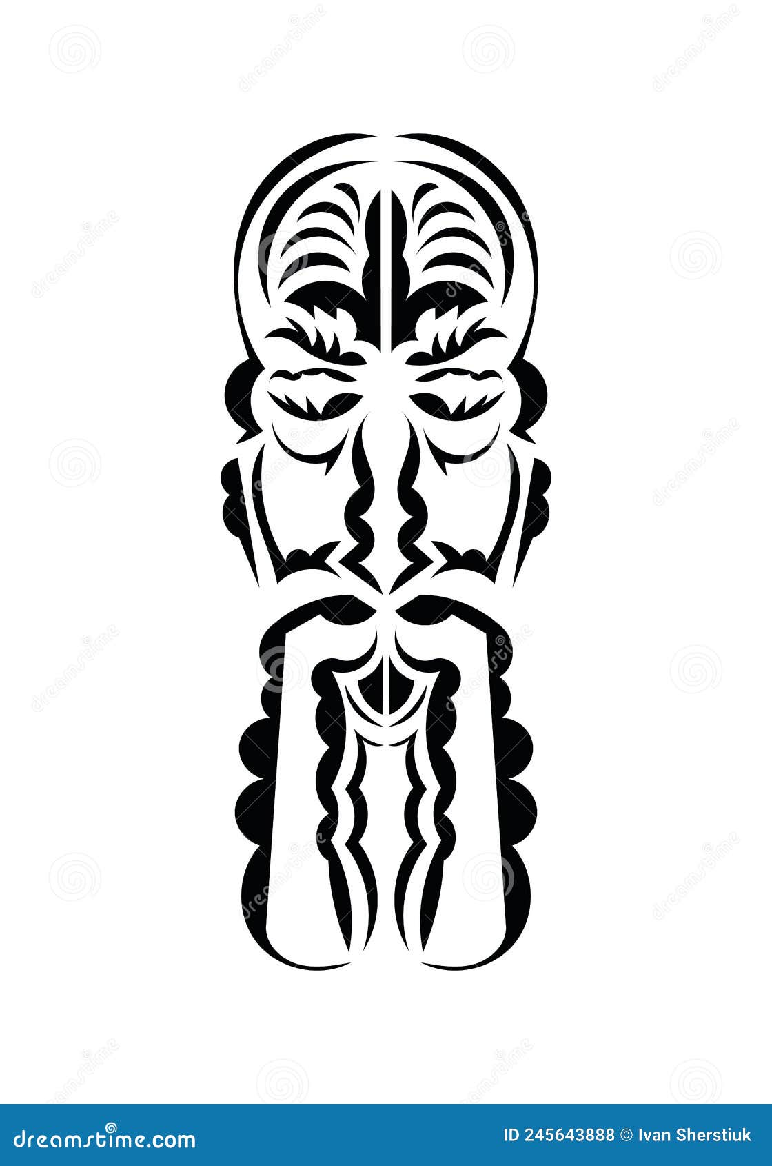 Polynesian Style Face. Ready Tattoo Template. Flat Style. Vector ...