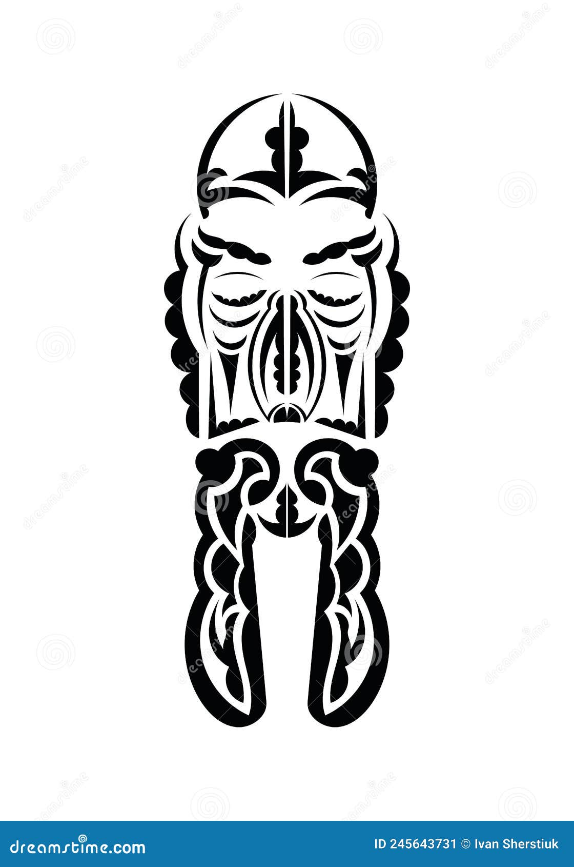Polynesian Style Face. Tattoo Patterns. Flat Style. Vector Illustration ...