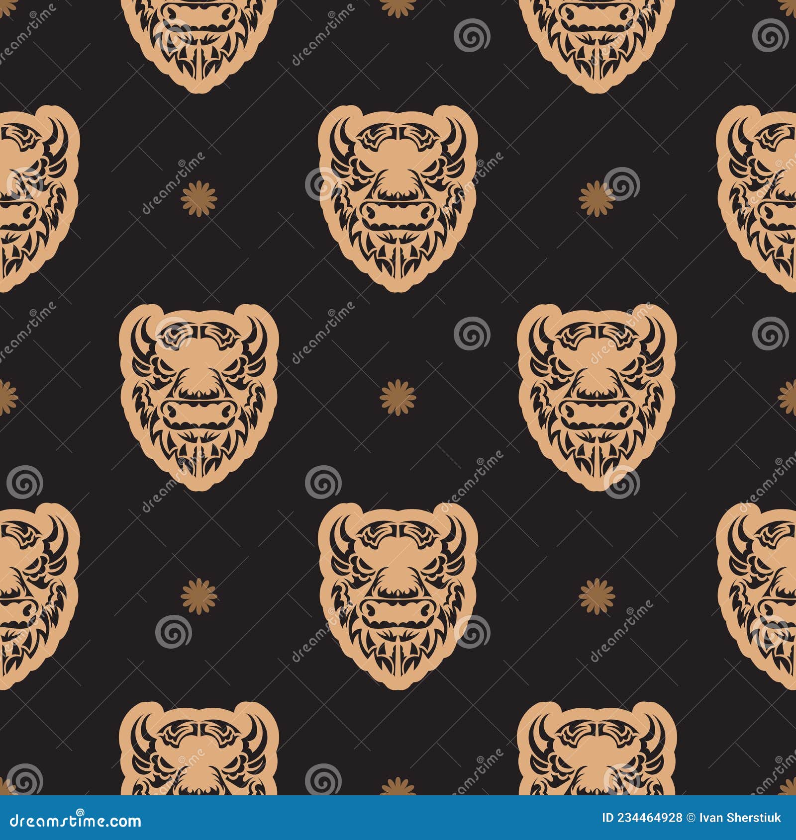 Seamless Pattern with the Face of the Bull. Good Covers, Fabrics ...