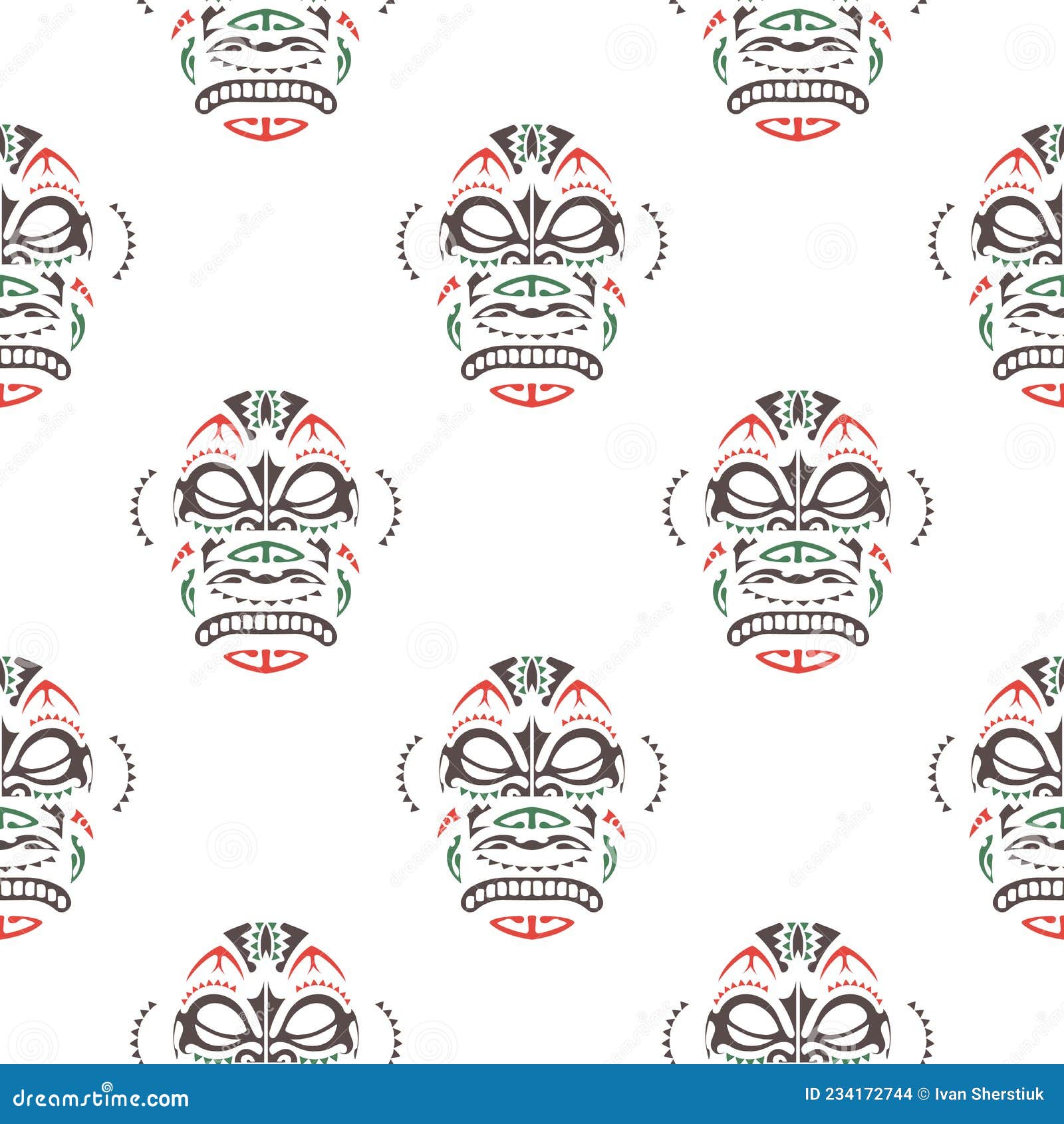 Seamless Pattern with Mayan Tribes Mask. Suitable for Postcards ...