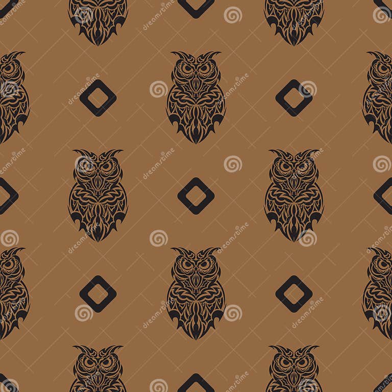 Seamless Pattern with Owls. Vector Stock Illustration - Illustration of ...