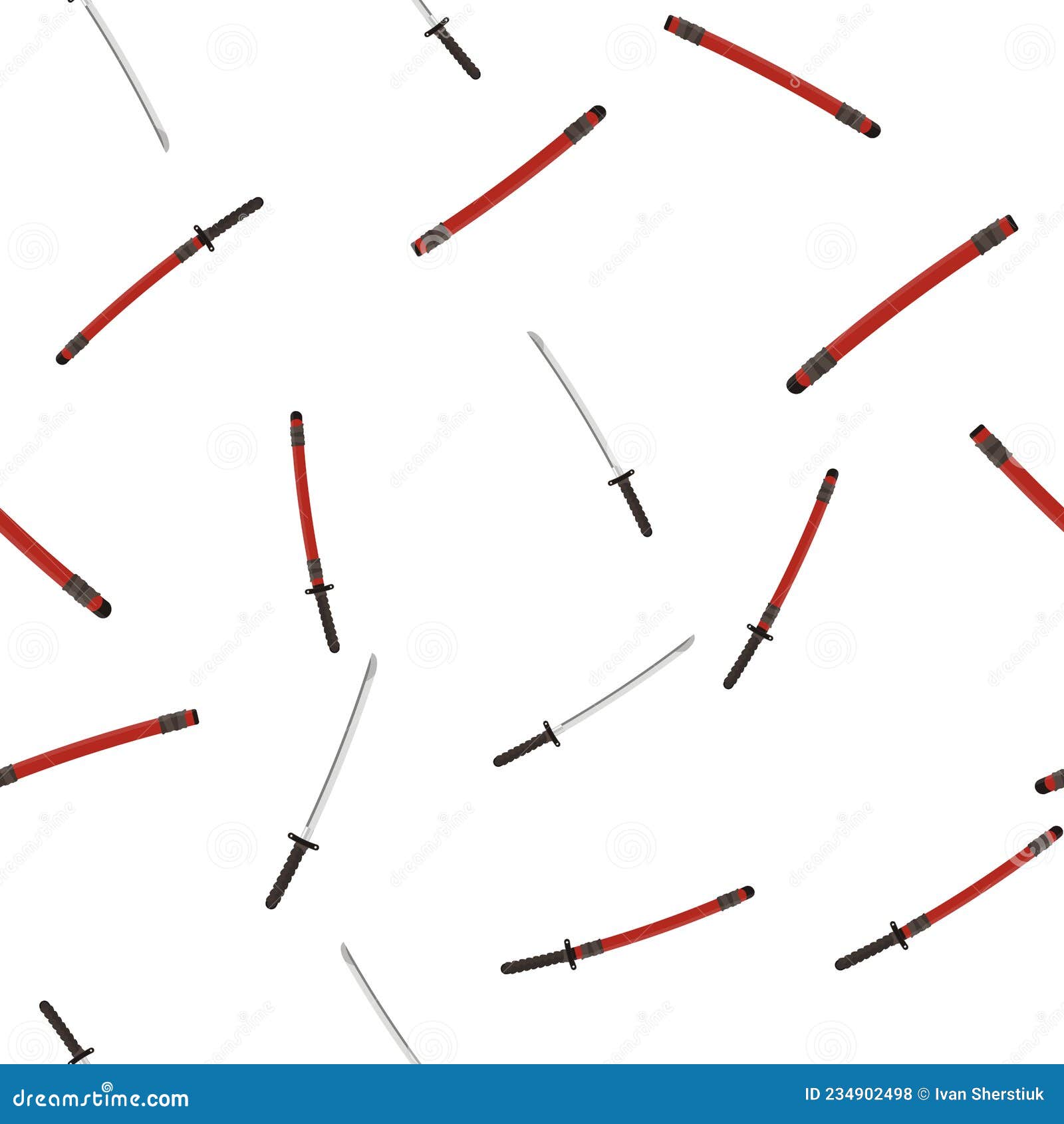 Seamless Pattern with Samurai Katanas. Vector Illustration. Stock ...
