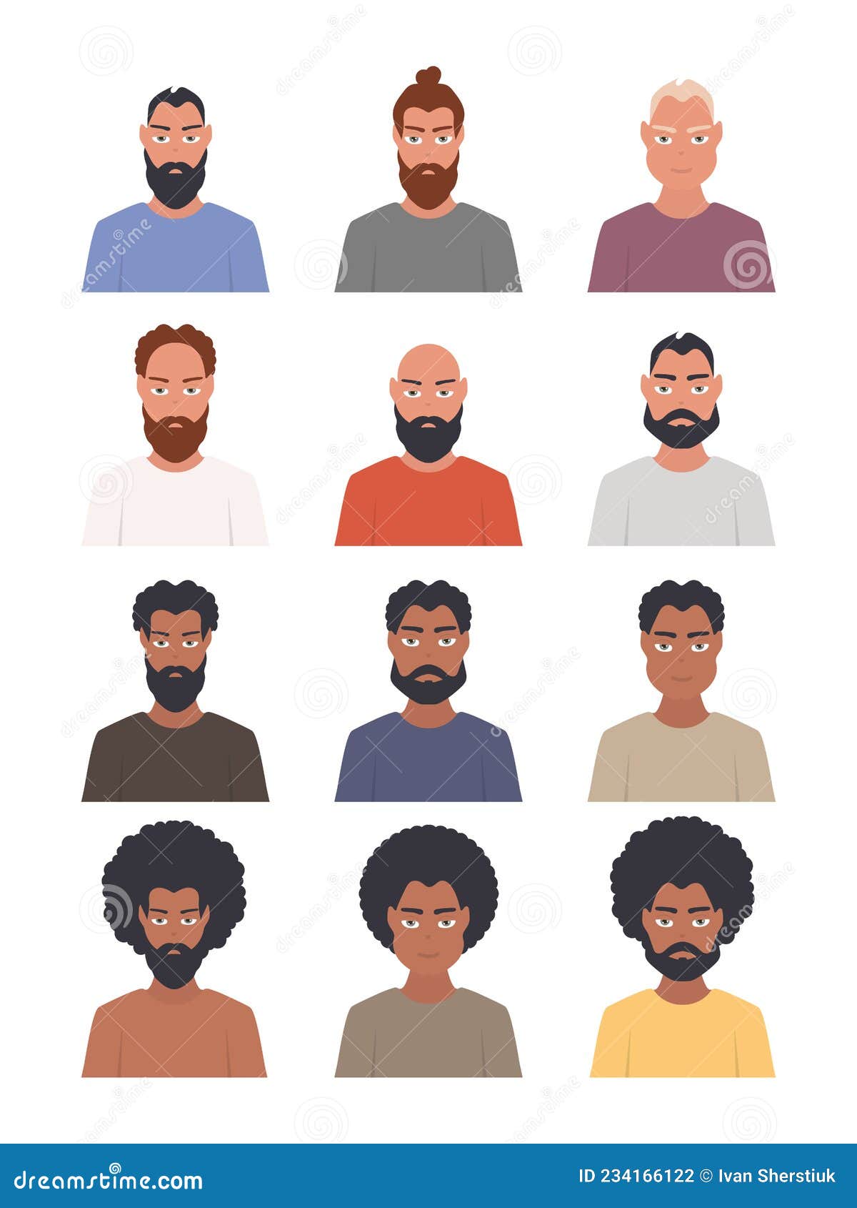 A Set of Avatars of Men of Different Nationalities Stock Vector ...