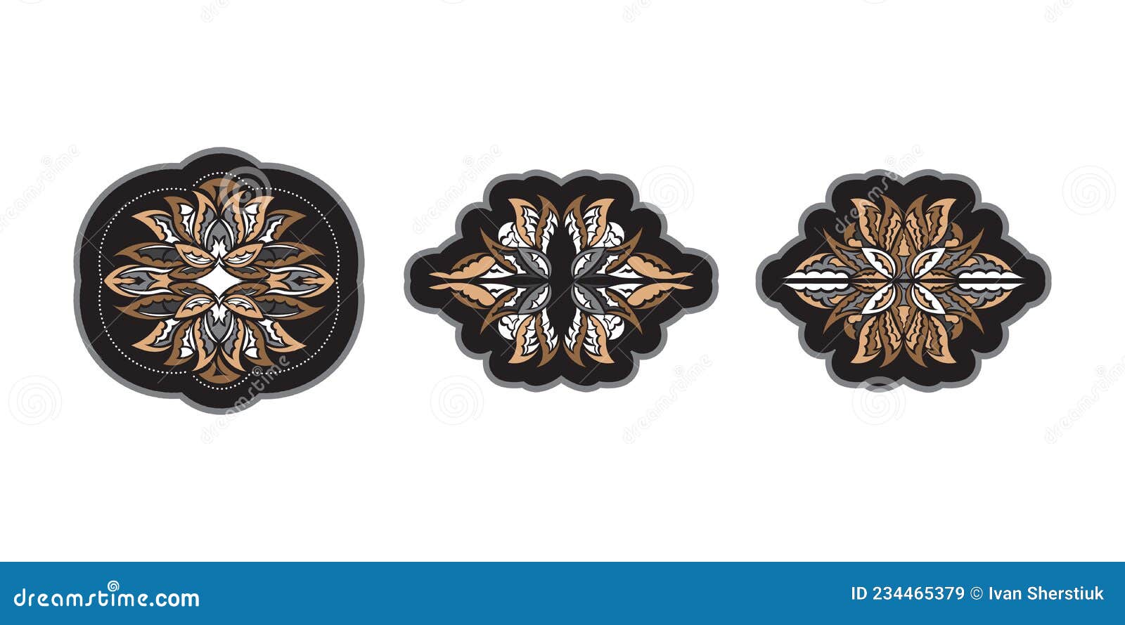 Set of Lotus Pattern in Simple Style. Color Print. Isolated. Vector ...