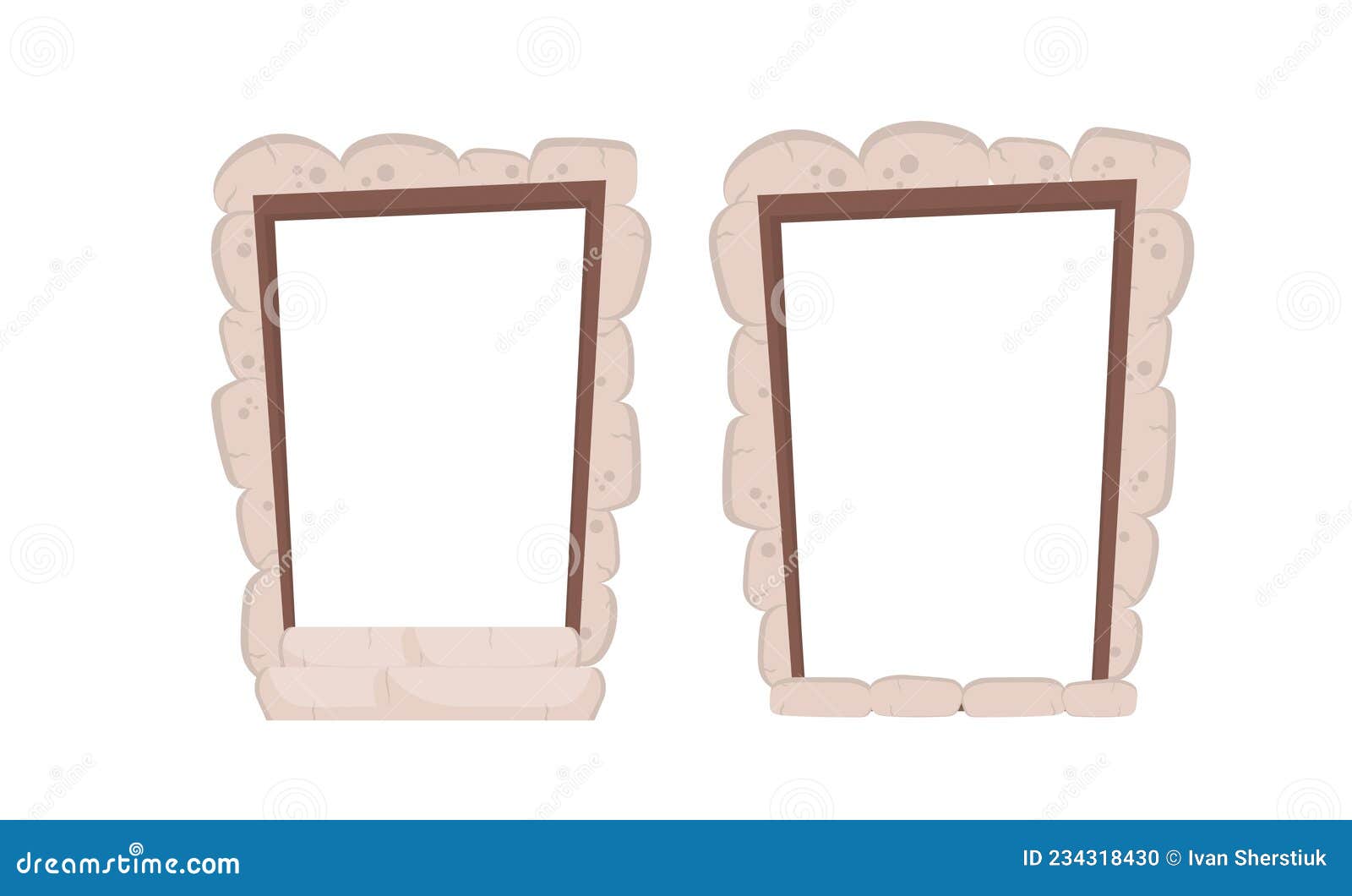 Stone Rectangular Arch Isolated on White Background. Elements for the ...