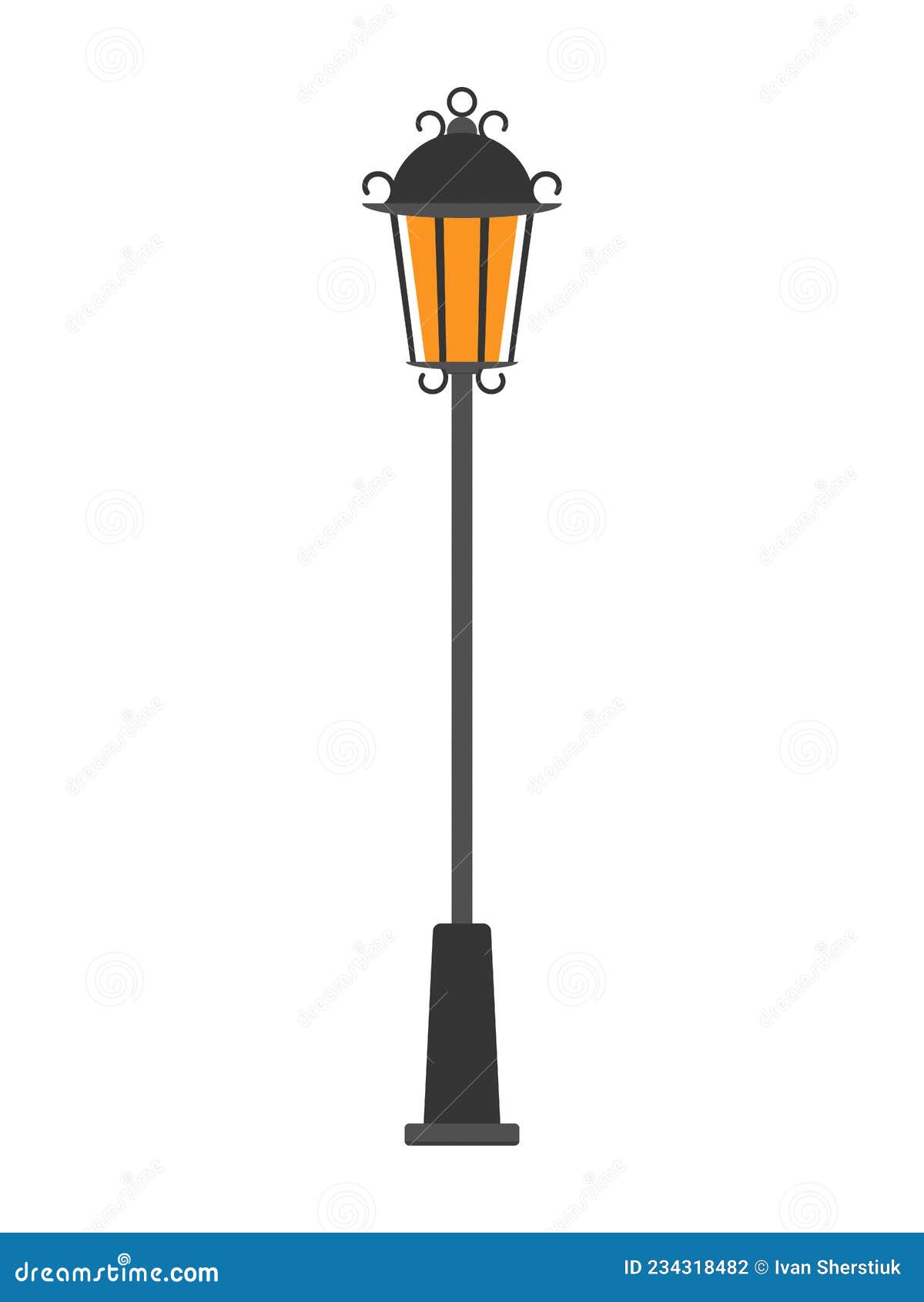 Street Lamp Post in Flat Style Isolated on White Background. Vector ...