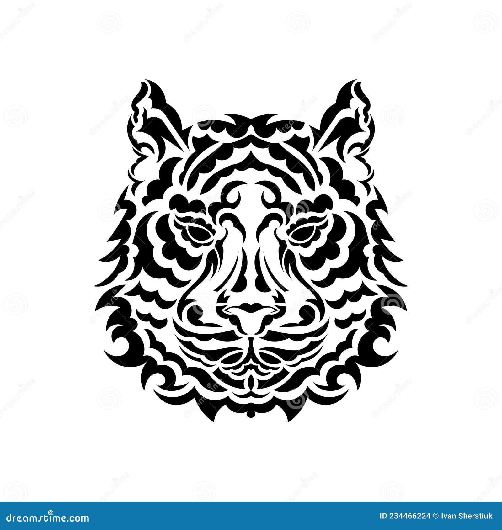 Tiger Face Tattoo on White Background. Vector Stock Vector ...