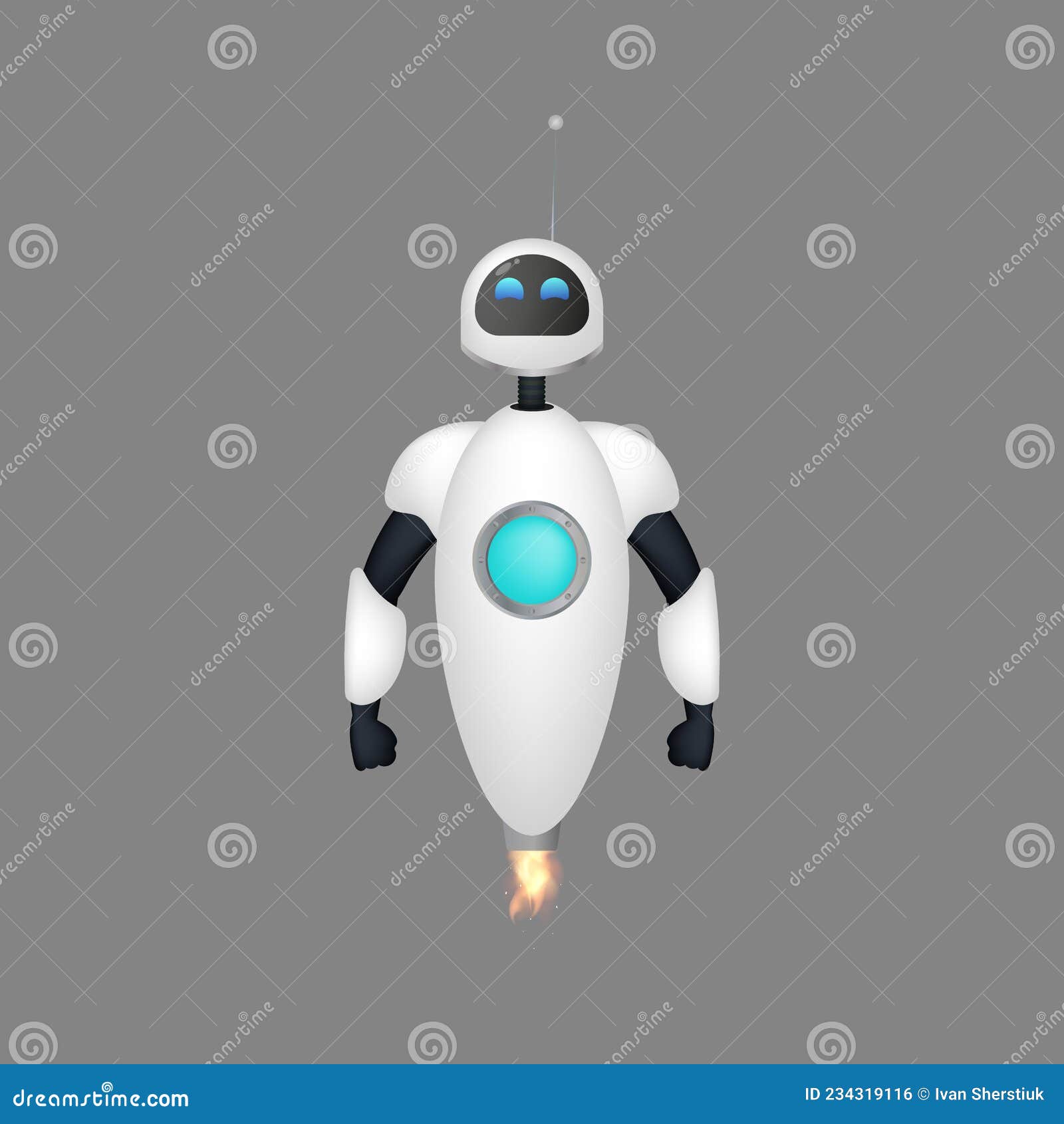 White Flying Robot. Large Chat Bot. Good for App Design. Realistic ...