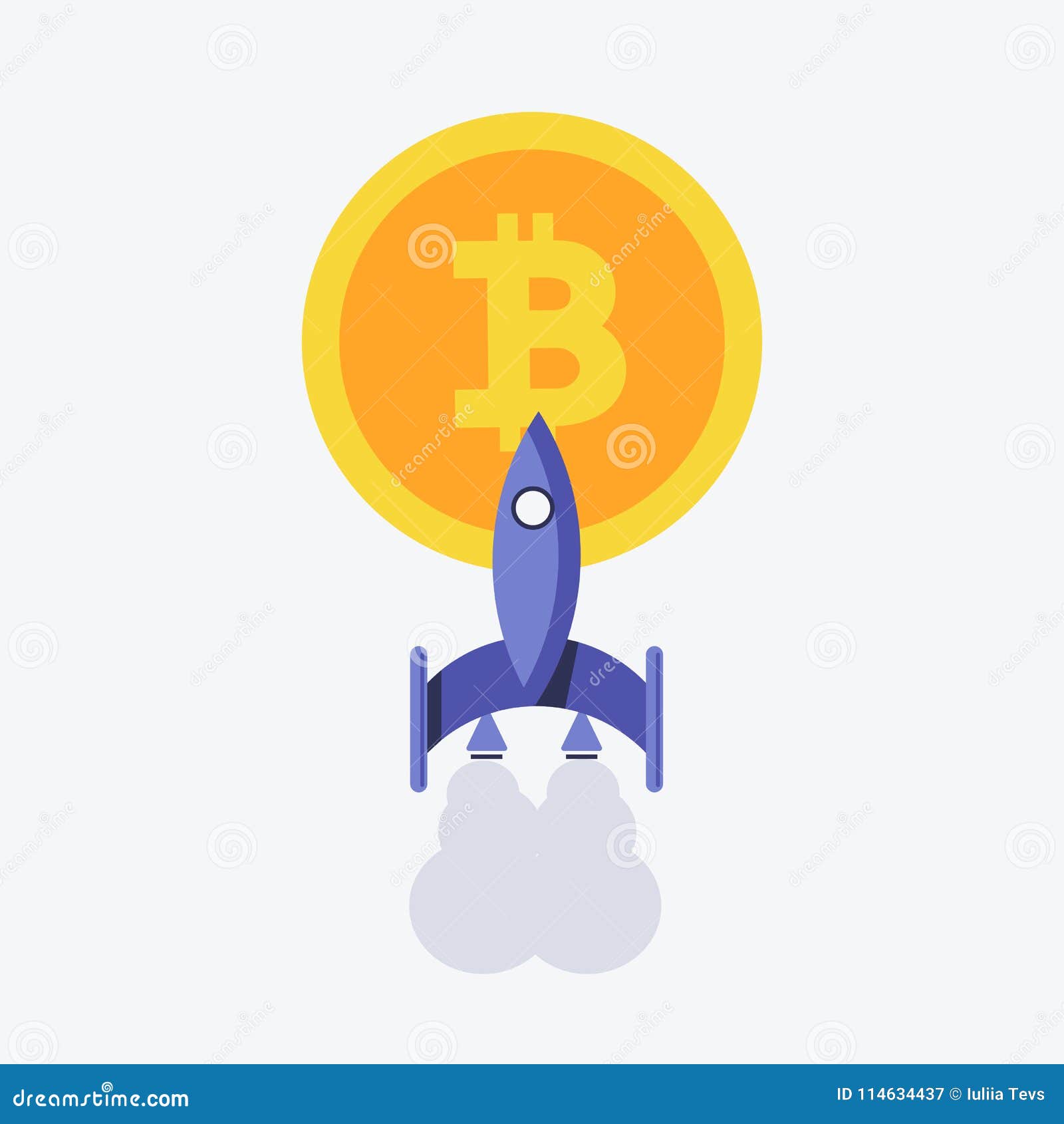 Vector Illustration. EPS 10. Rocket, Spaceship and Bitcoin Icon Color ...