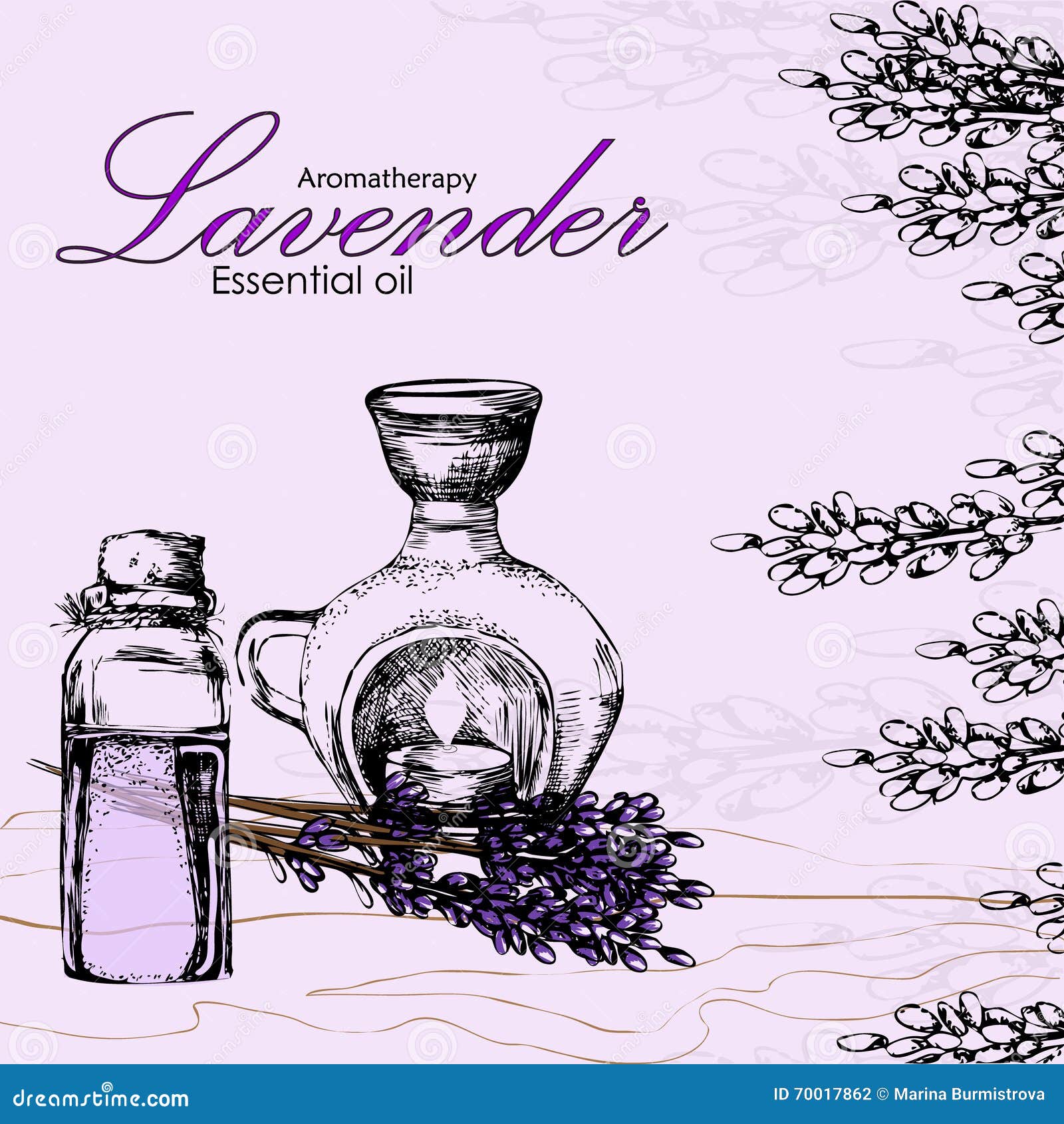 Vector Illustration of Essential Oil of Lavender Stock Vector ...