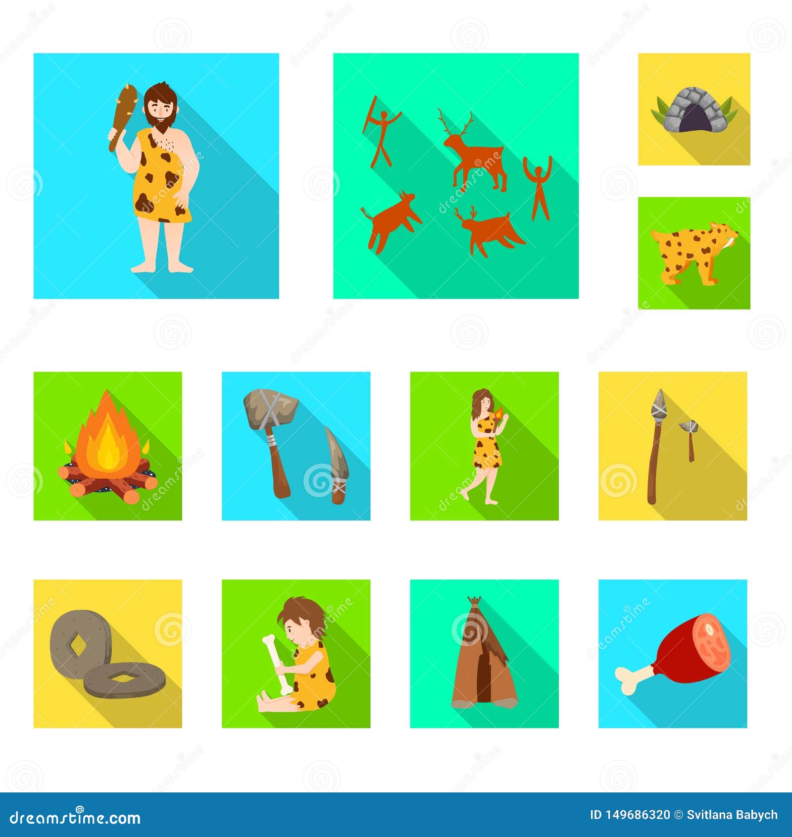 Vector Design of Evolution and Neolithic Logo. Set of Evolution and ...