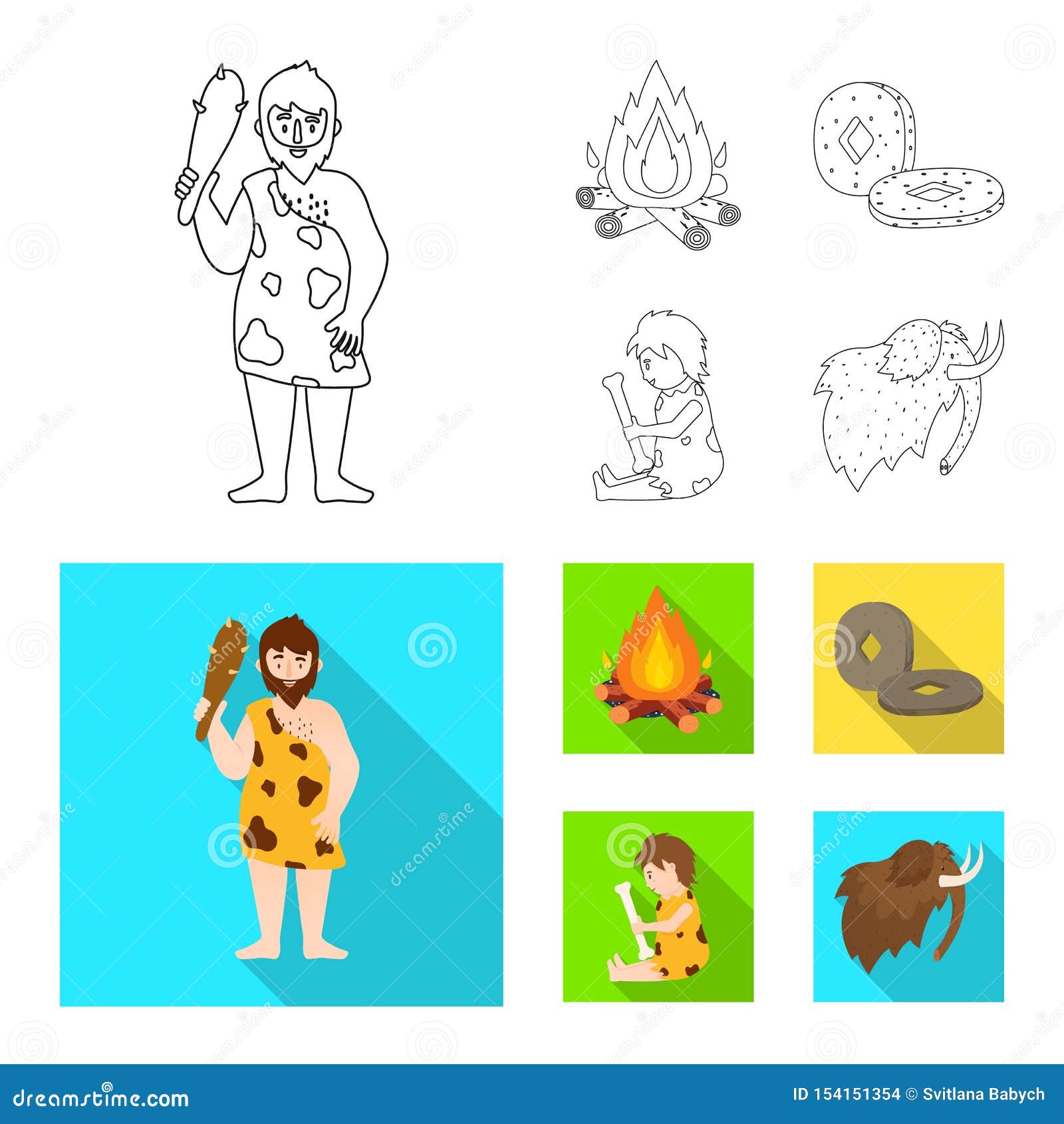 Vector Illustration of Evolution and Neolithic Icon. Set of Evolution ...