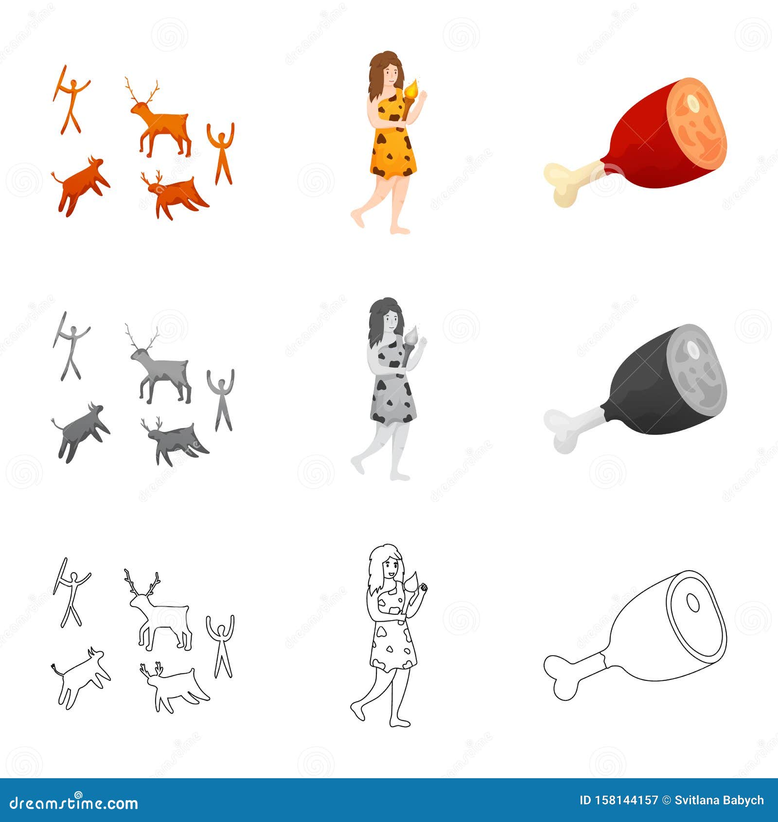 Vector Illustration of Evolution and Neolithic Icon. Set of Evolution ...