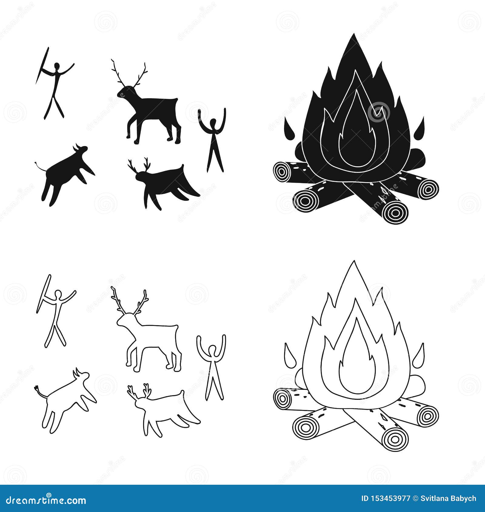Vector Illustration of Evolution and Neolithic Logo. Collection of ...
