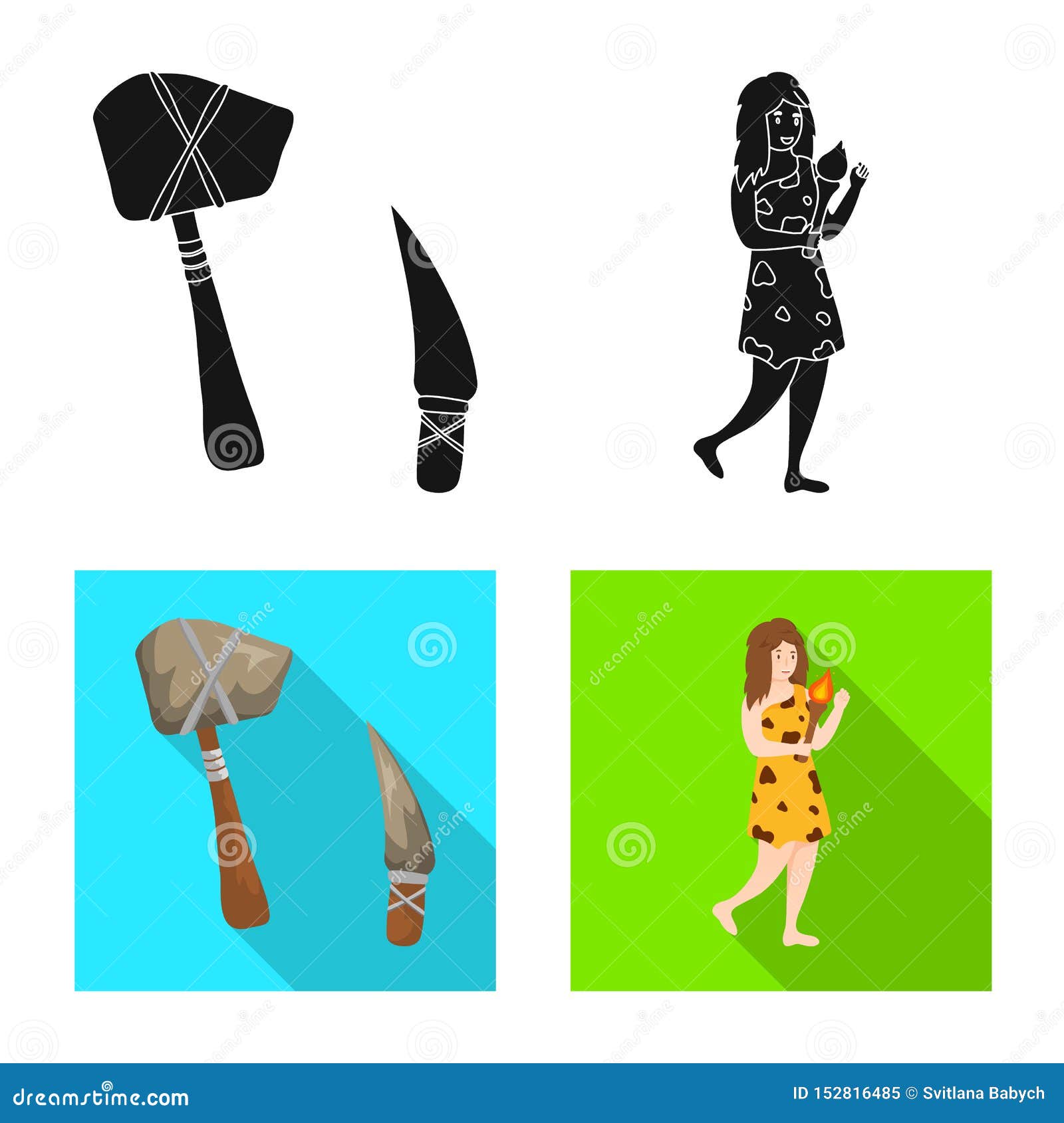 Vector Design of Evolution and Neolithic Sign. Set of Evolution and ...