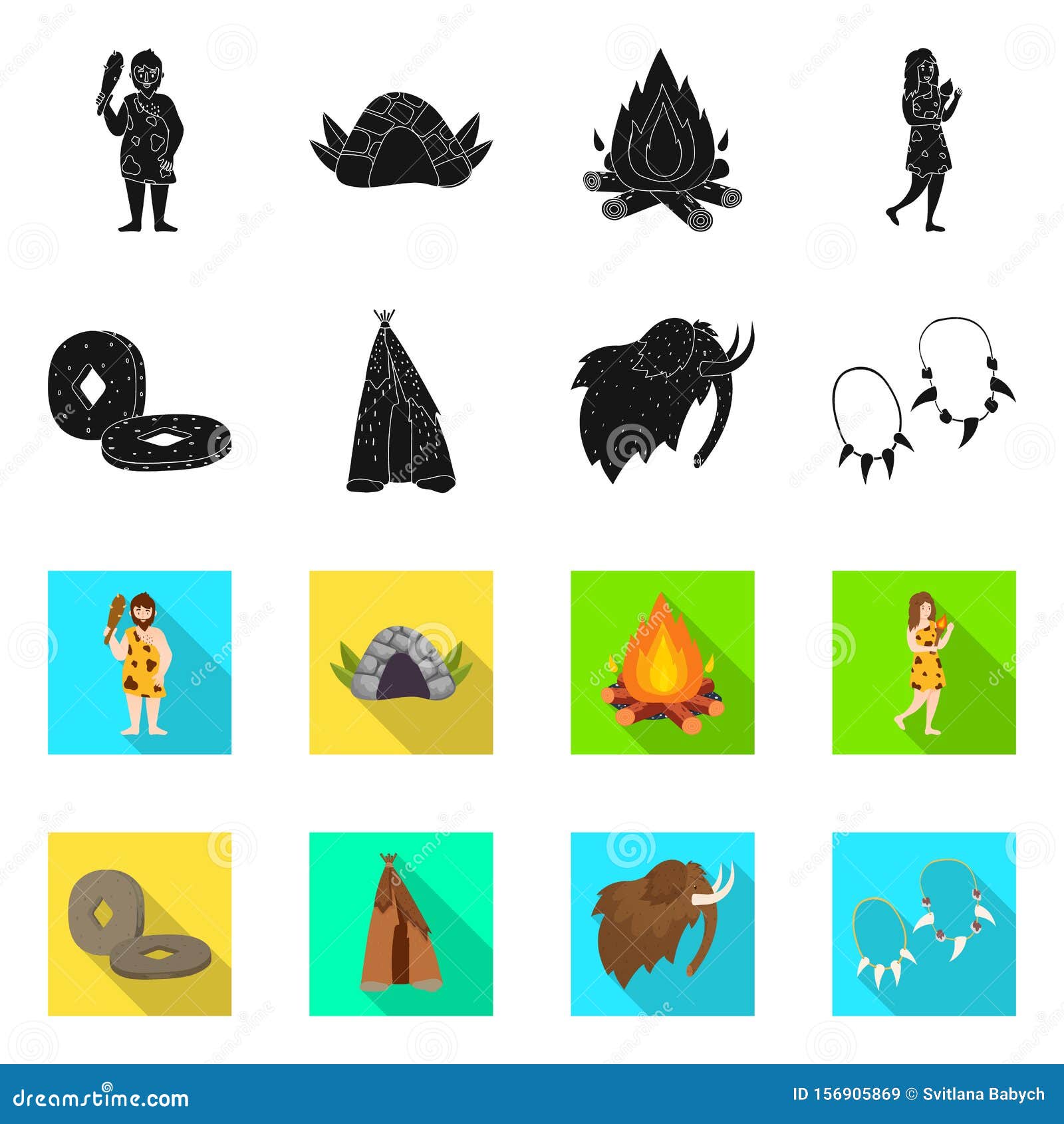 Vector Illustration of Evolution and Neolithic Logo. Collection of ...