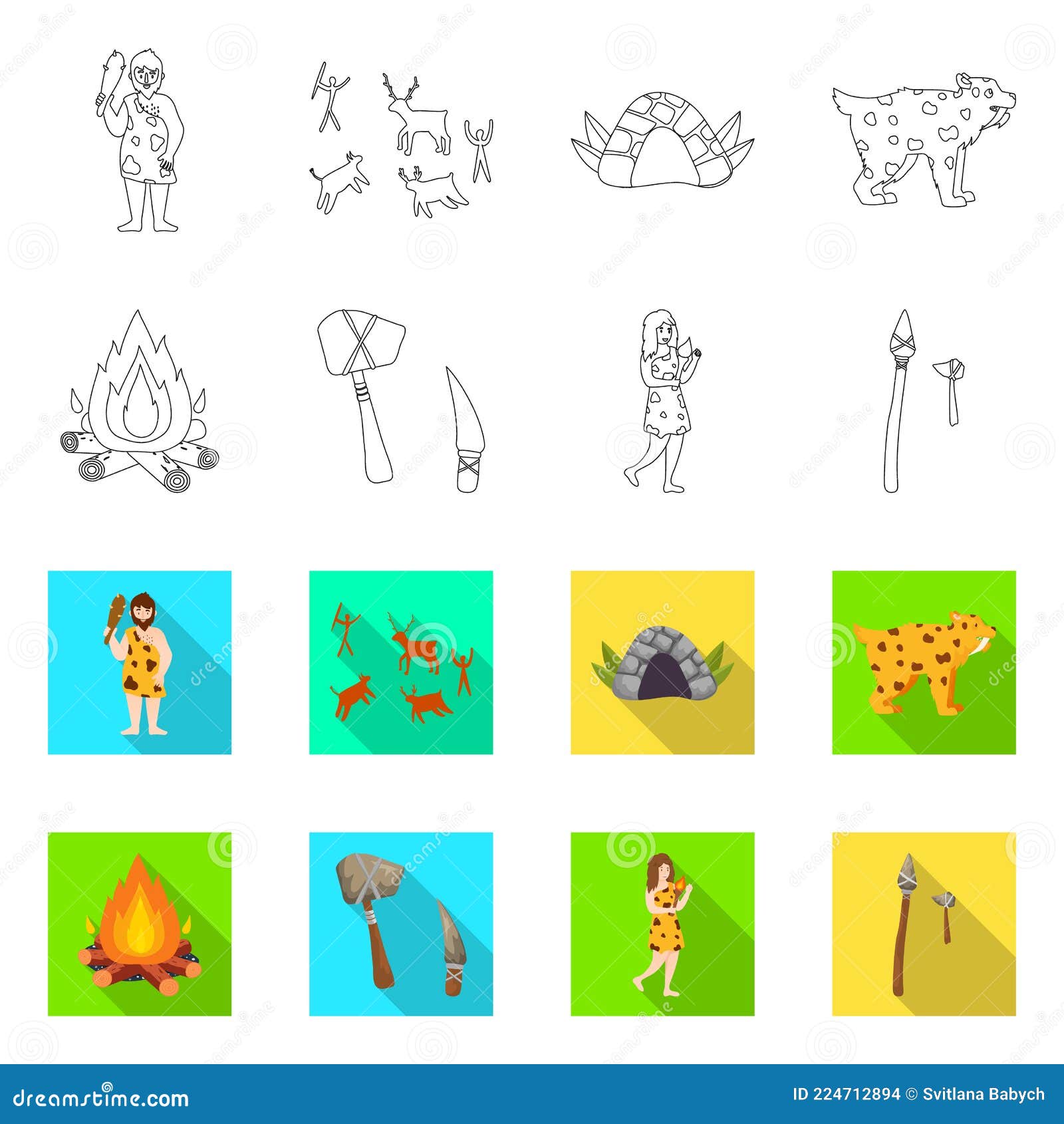 Vector Design of Evolution and Neolithic Symbol. Set of Evolution and ...