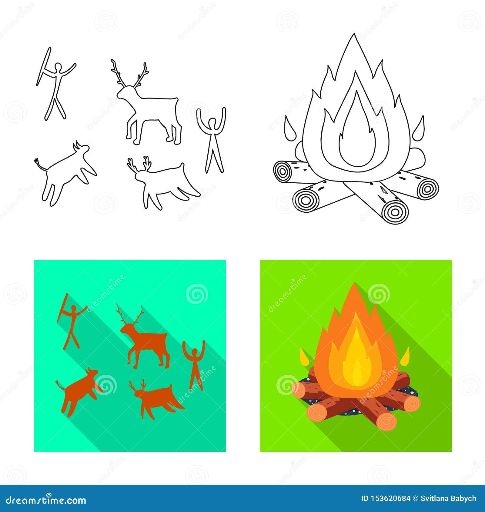 Vector Illustration of Evolution and Neolithic Symbol. Collection of ...