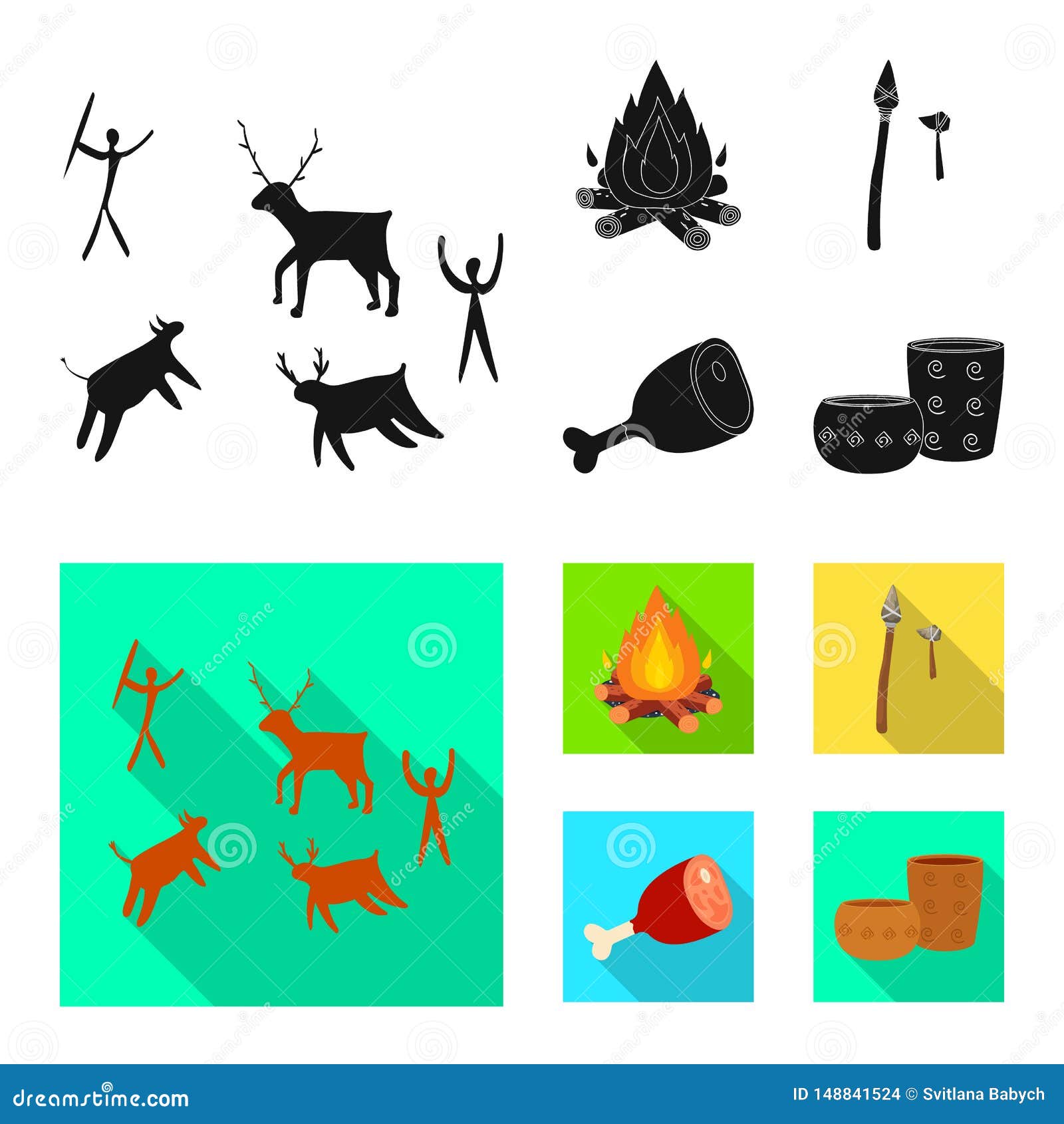 Vector Illustration of Evolution and Neolithic Symbol. Collection of ...