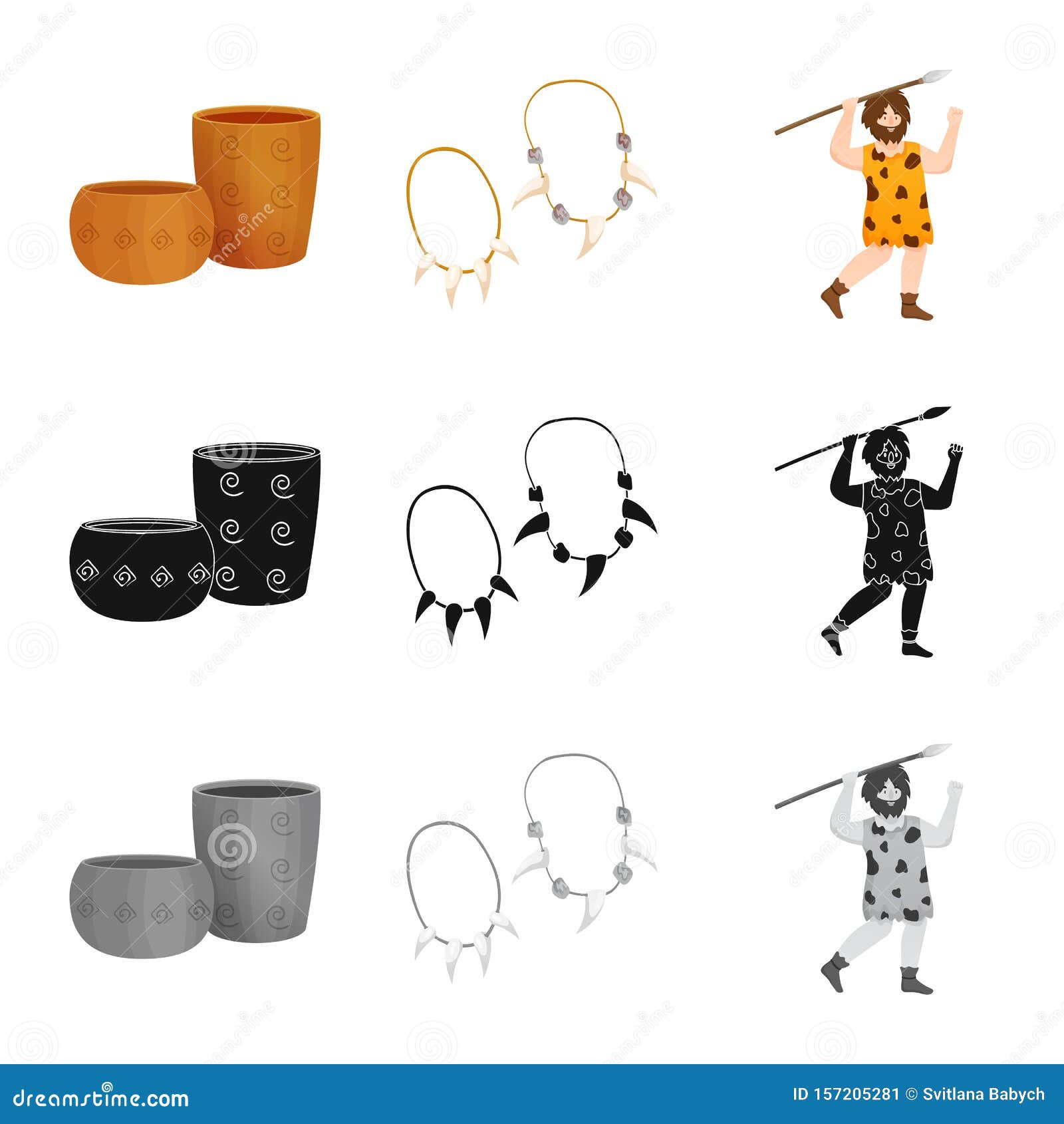 Vector Illustration of Evolution and Neolithic Symbol. Collection of ...