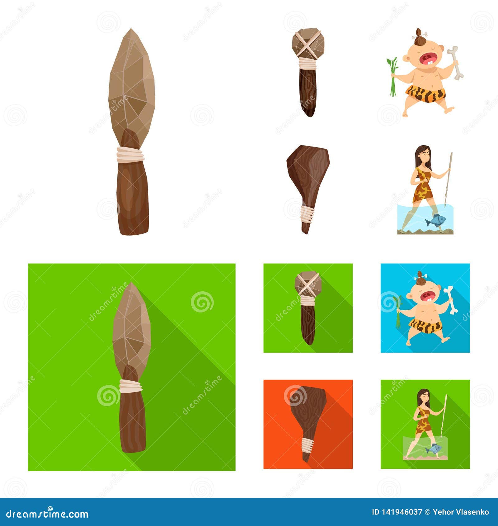 Vector Design of Evolution and Prehistory Sign. Set of Evolution and ...