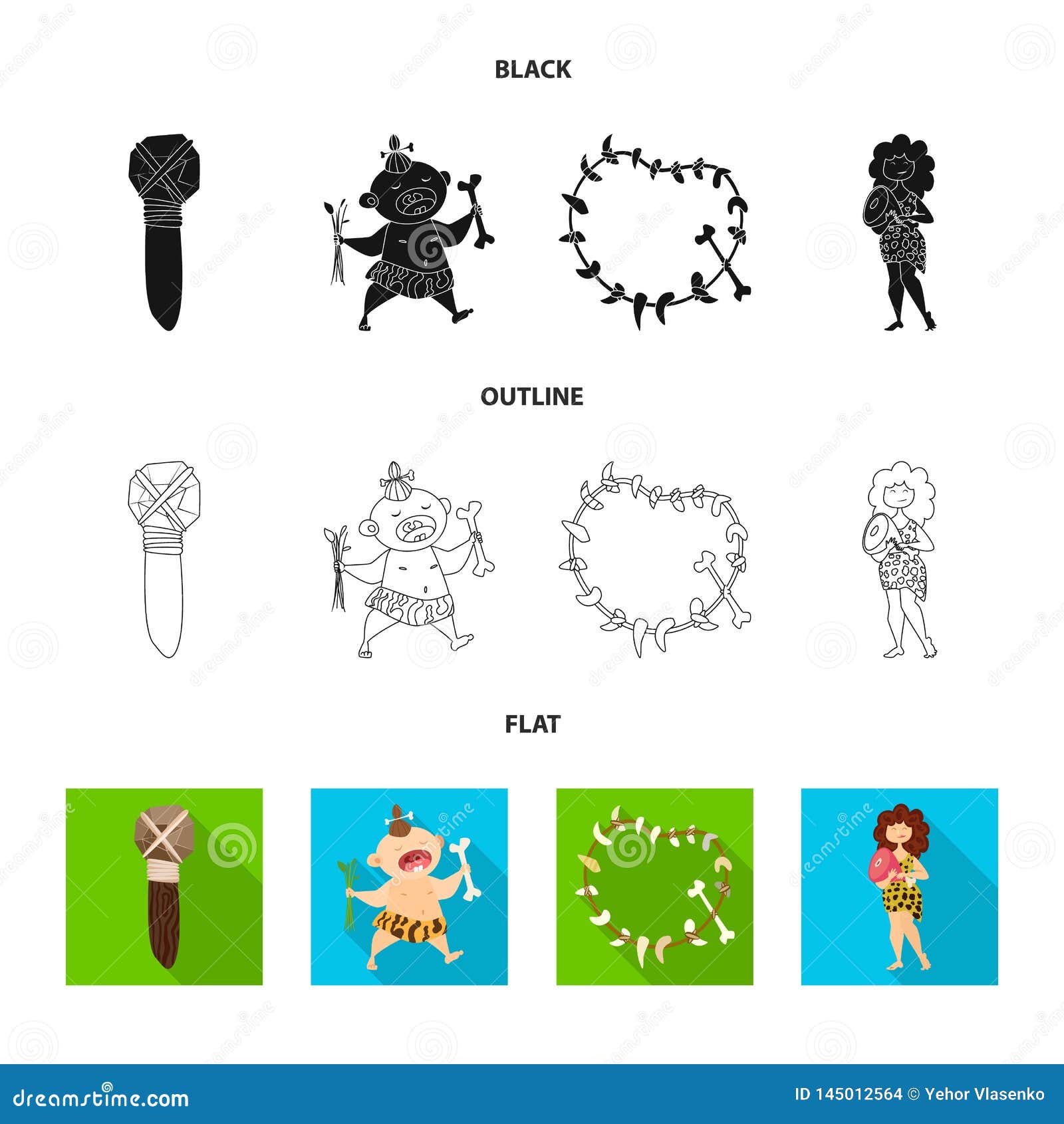 Vector Design of Evolution and Prehistory Sign. Set of Evolution and ...