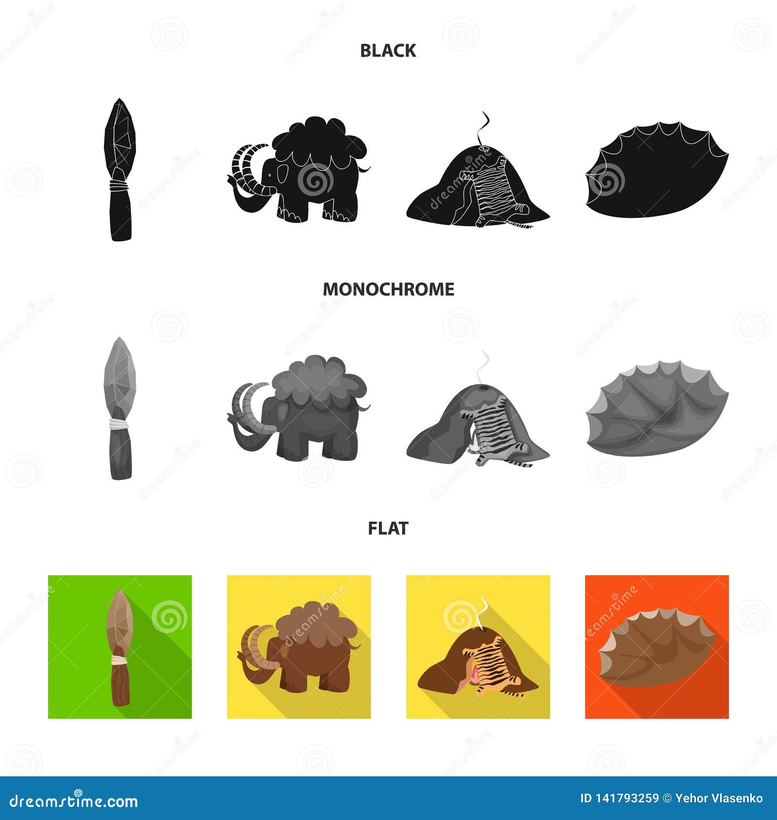 Vector Illustration of Evolution and Prehistory Logo. Collection of ...