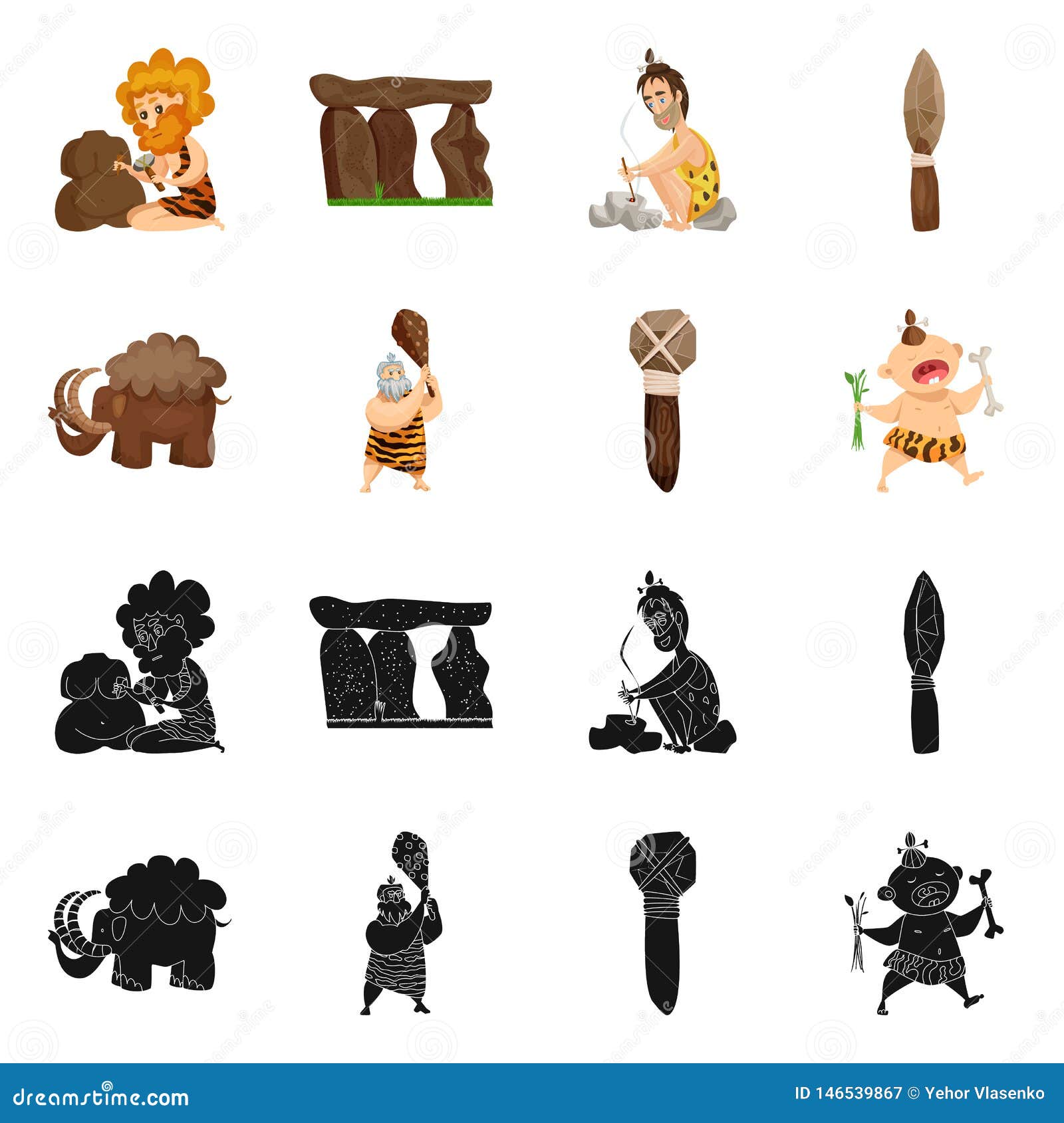 Vector Illustration of Evolution and Prehistory Logo. Set of Evolution ...