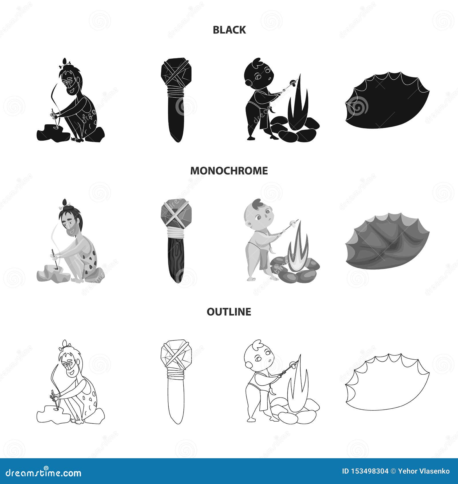 Vector Illustration of Evolution and Prehistory Logo. Set of Evolution ...