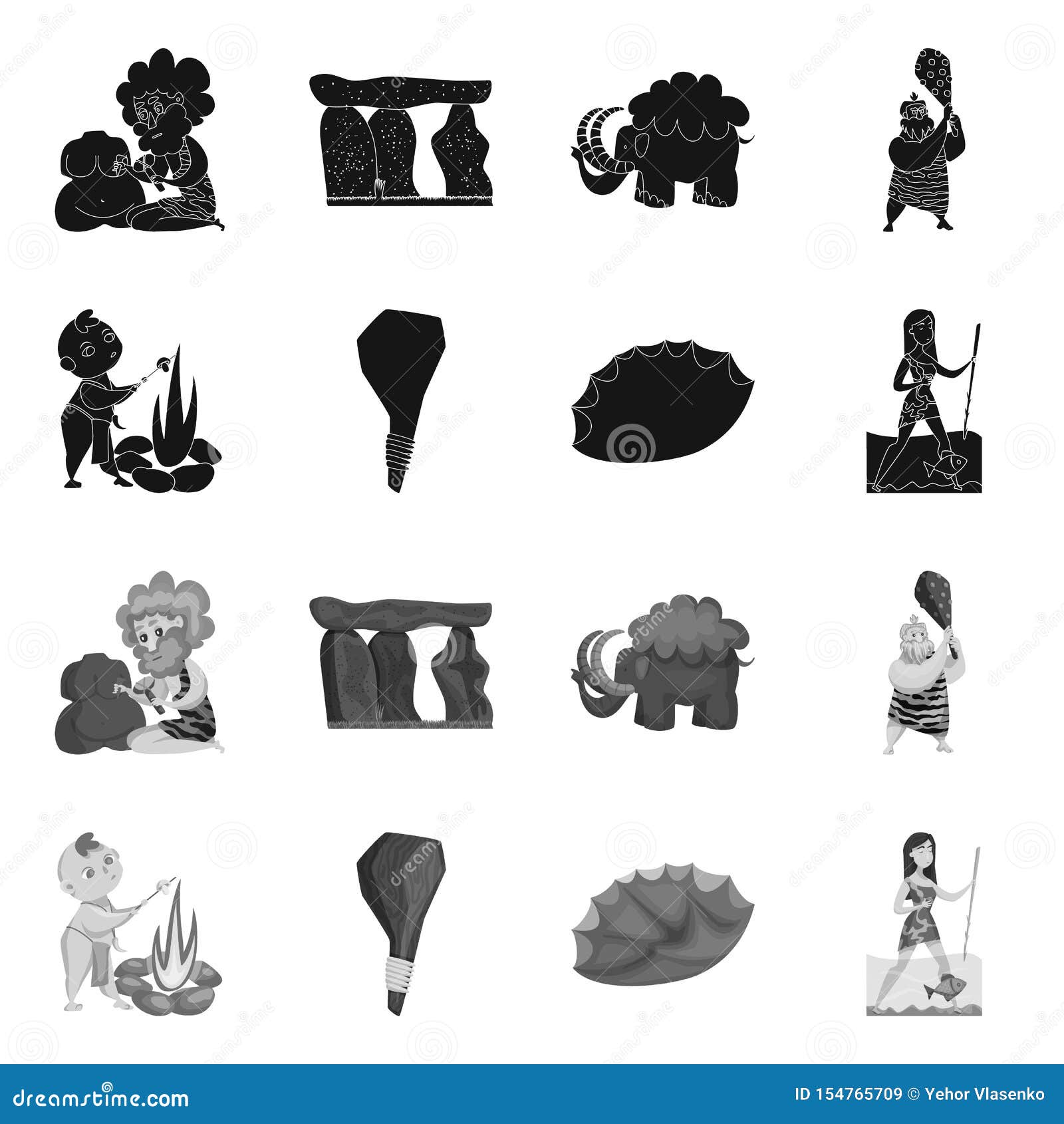 Vector Design of Evolution and Prehistory Sign. Collection of Evolution ...