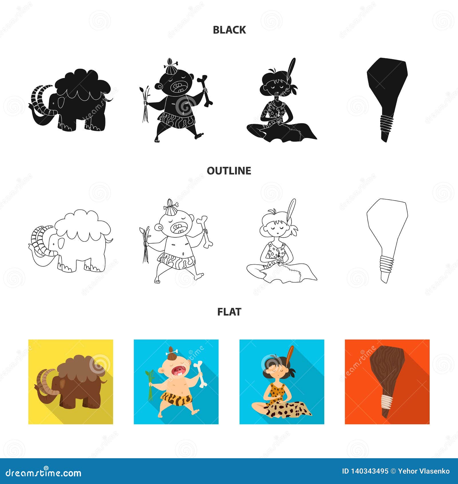 Vector Design of Evolution and Prehistory Sign. Collection of Evolution ...