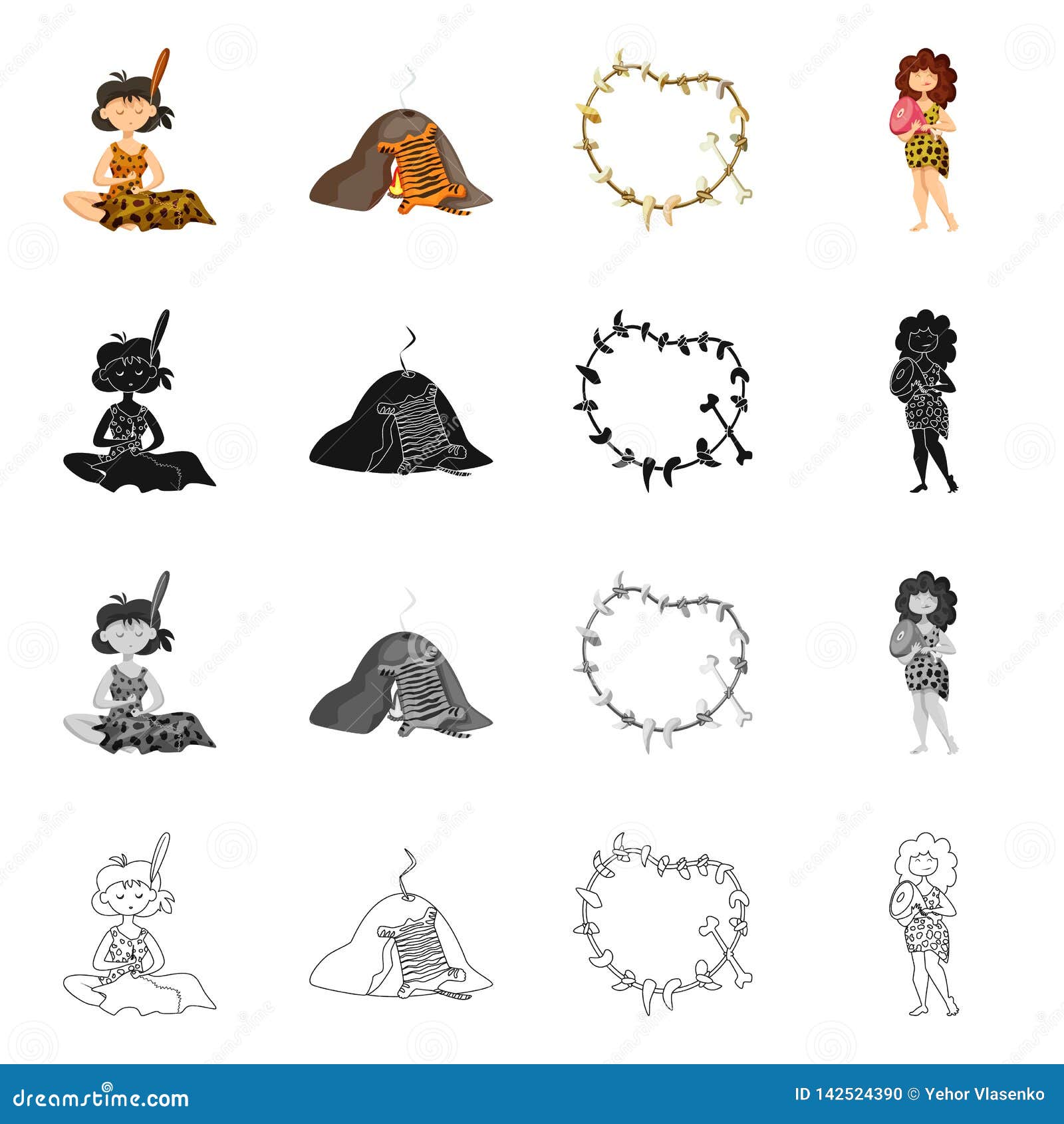 Vector Design of Evolution and Prehistory Symbol. Set of Evolution and ...