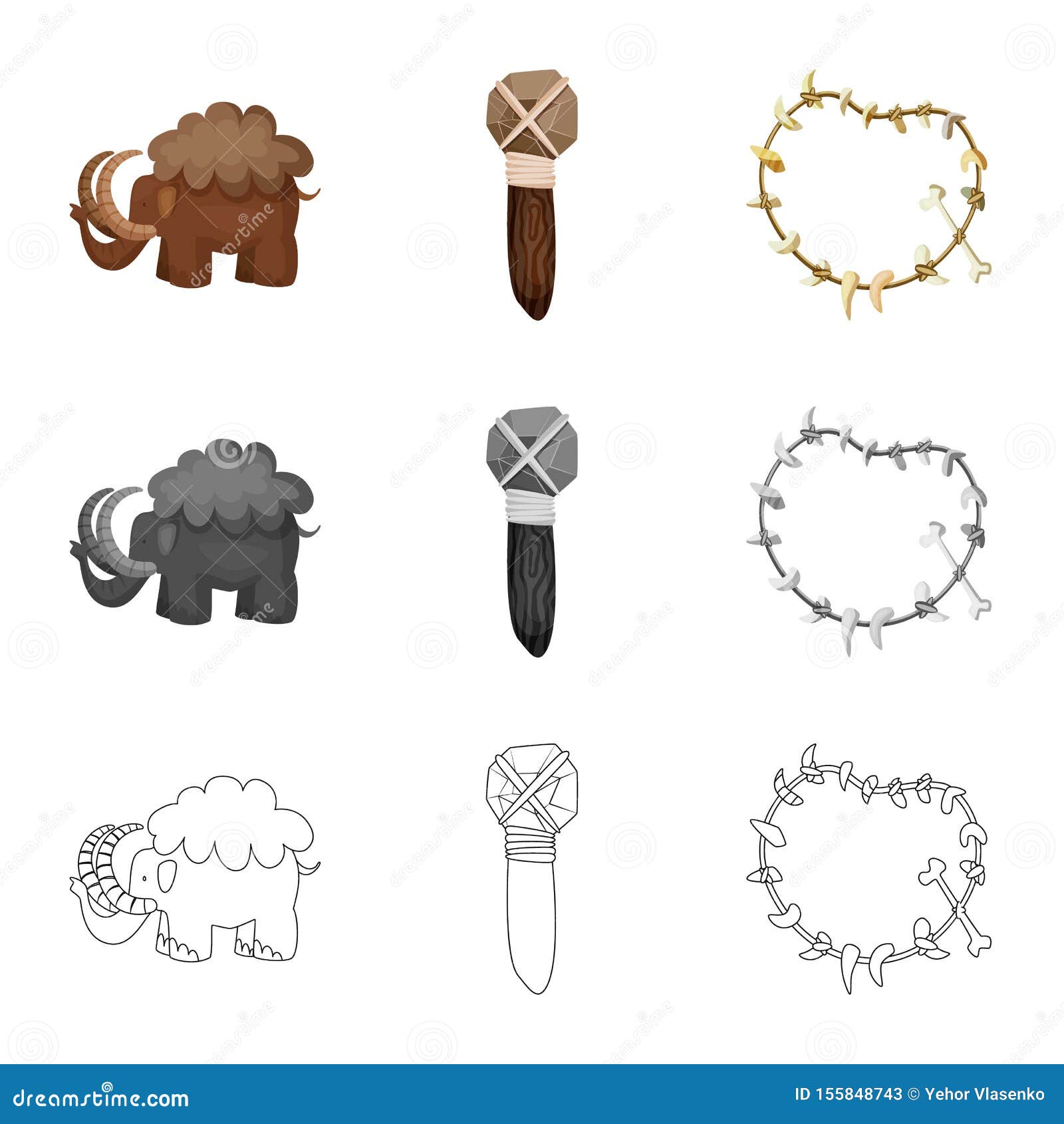 Vector Design of Evolution and Prehistory Symbol. Set of Evolution and ...
