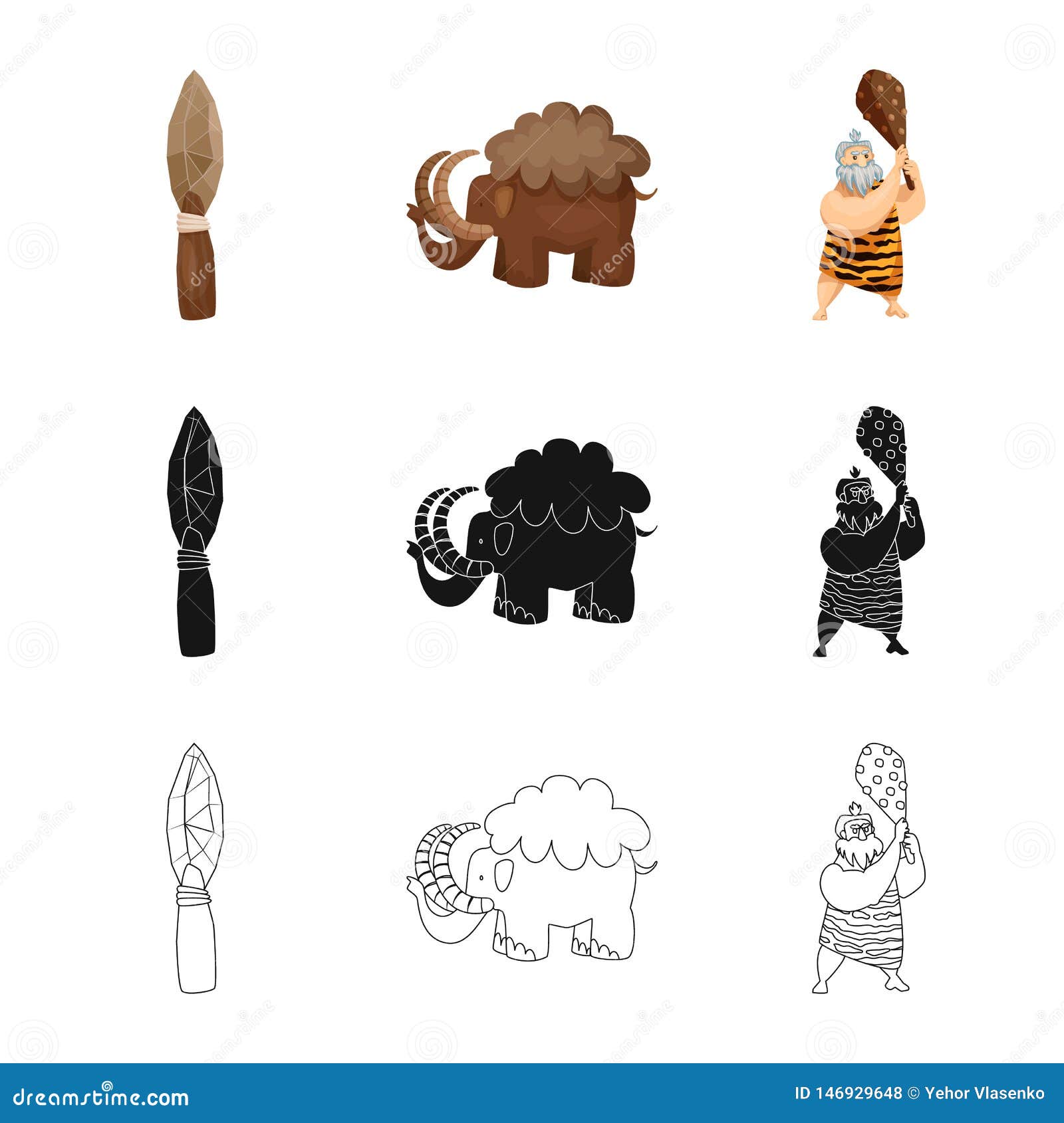 Vector Design of Evolution and Prehistory Symbol. Collection of ...