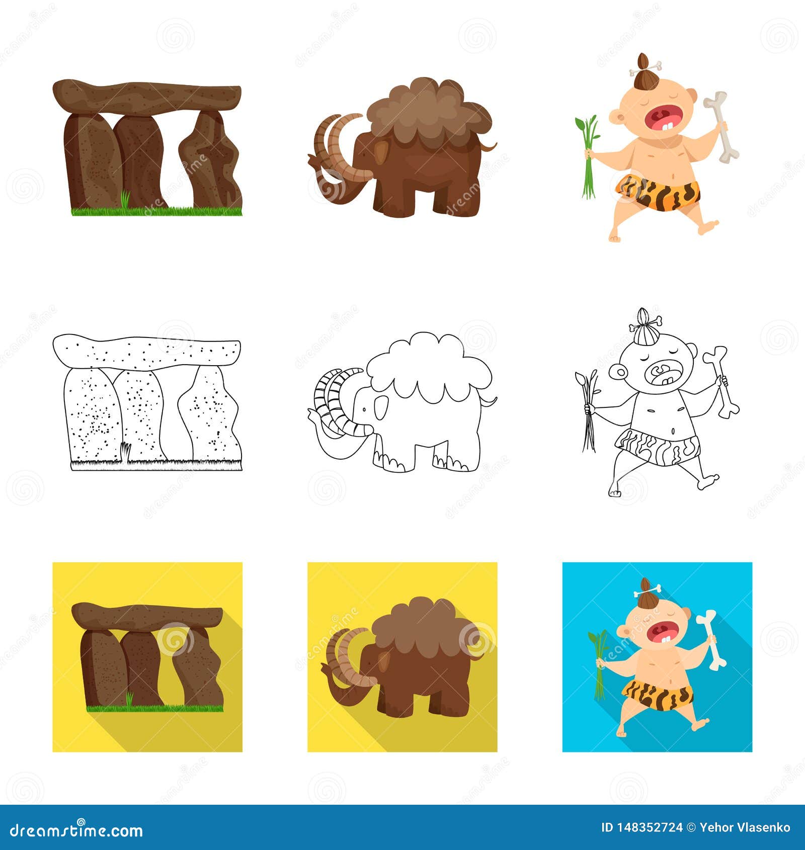 Vector Design of Evolution and Prehistory Symbol. Collection of ...