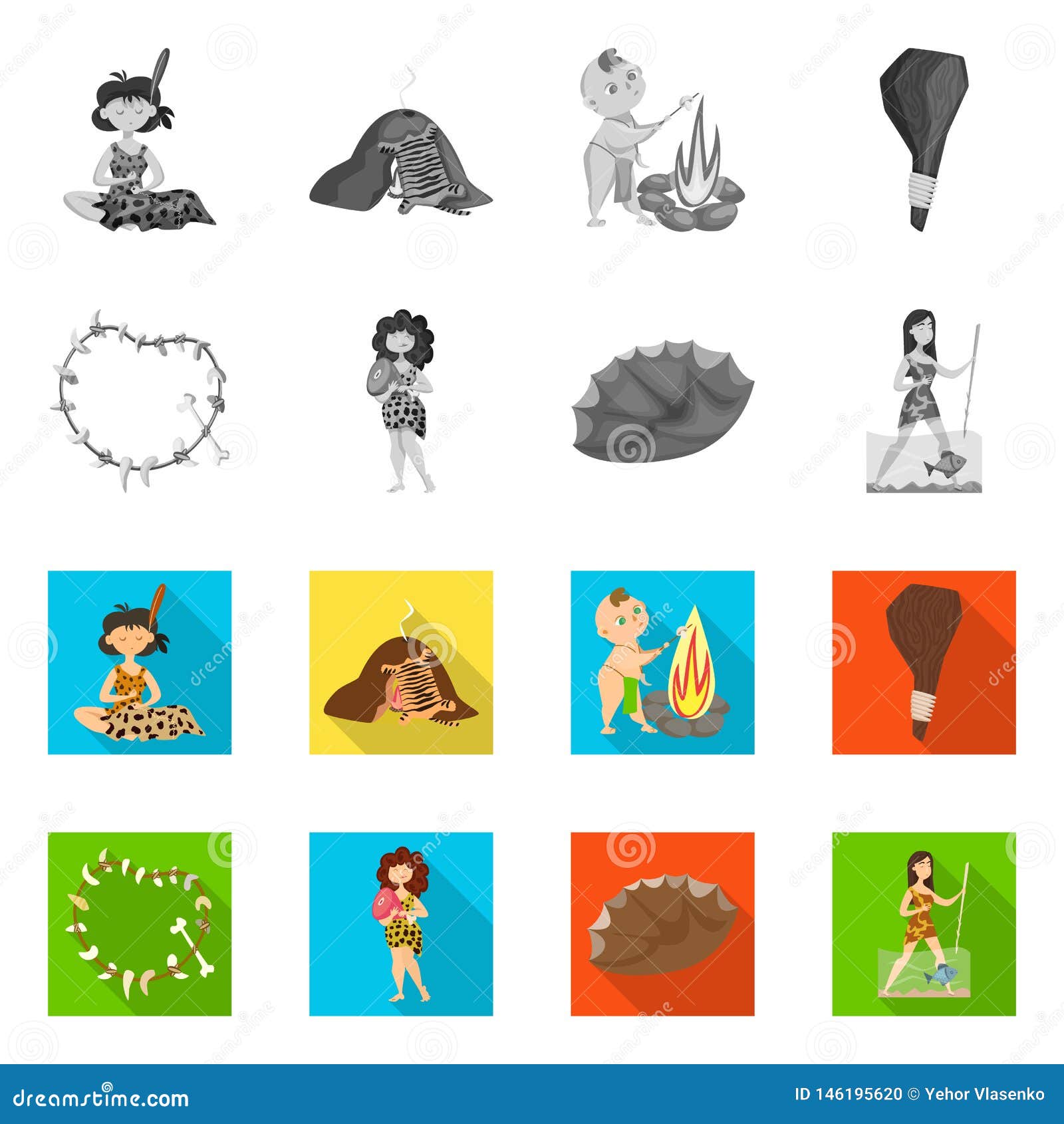 Vector Design of Evolution and Prehistory Symbol. Collection of ...