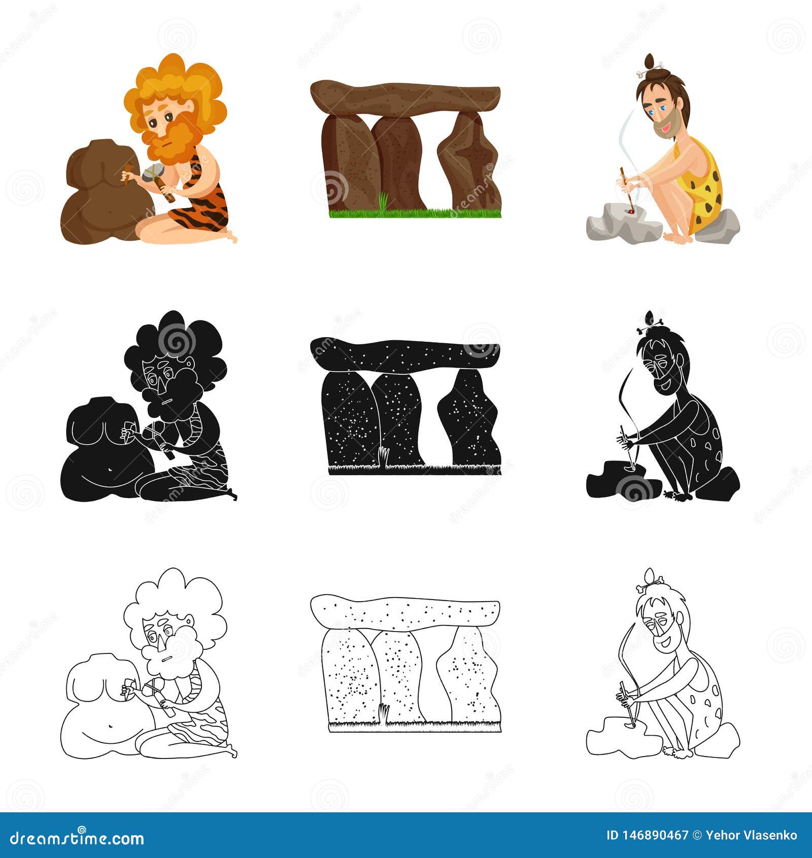 Vector Design of Evolution and Prehistory Symbol. Collection of ...