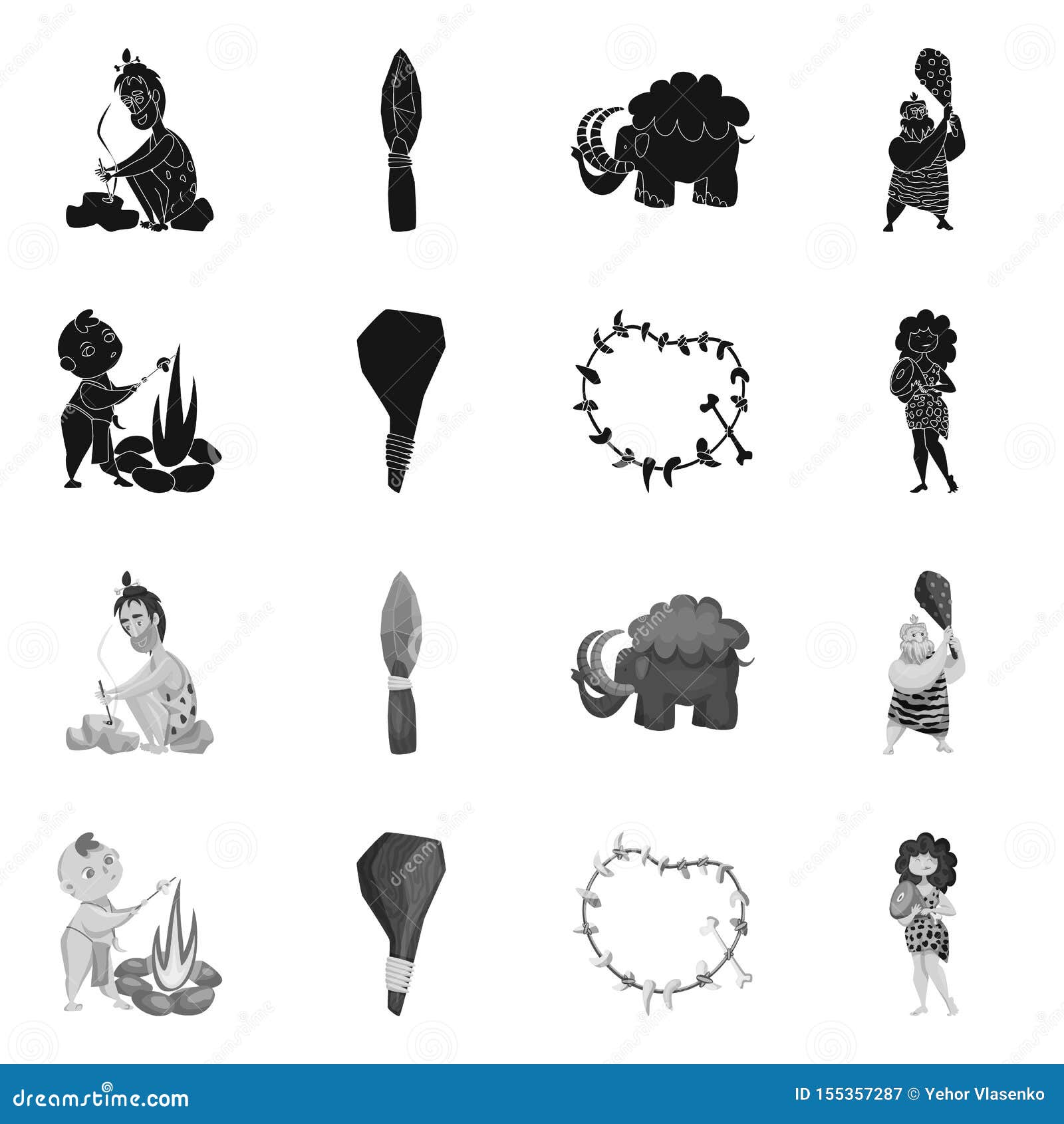 Vector Illustration of Evolution and Prehistory Sign. Set of Evolution ...