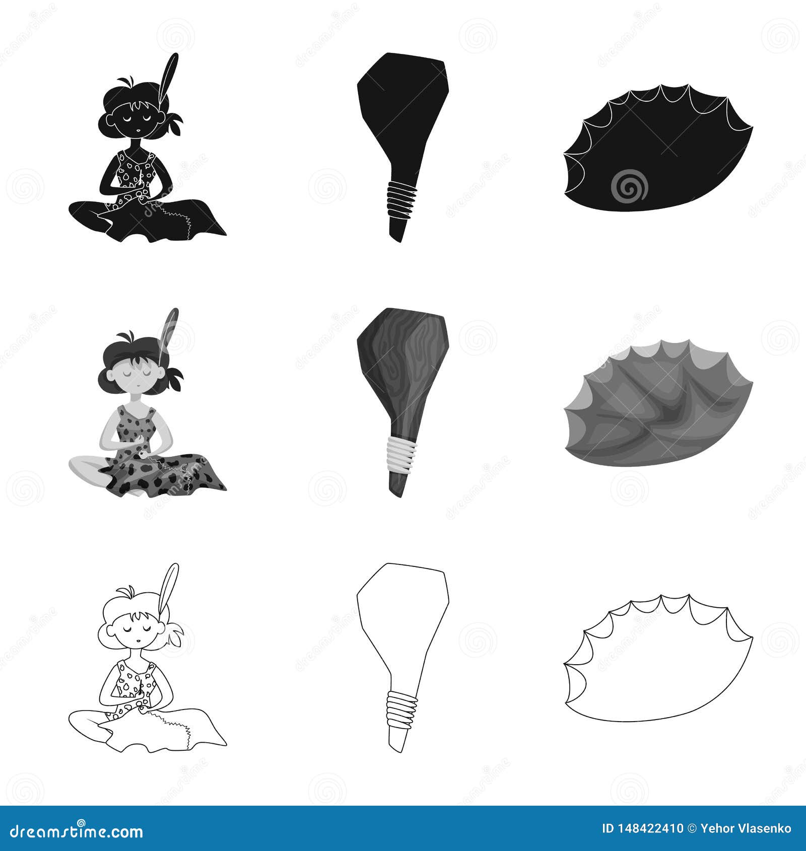 Vector Illustration of Evolution and Prehistory Symbol. Collection of ...