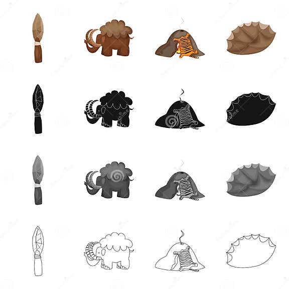 Vector Illustration of Evolution and Prehistory Symbol. Set of ...