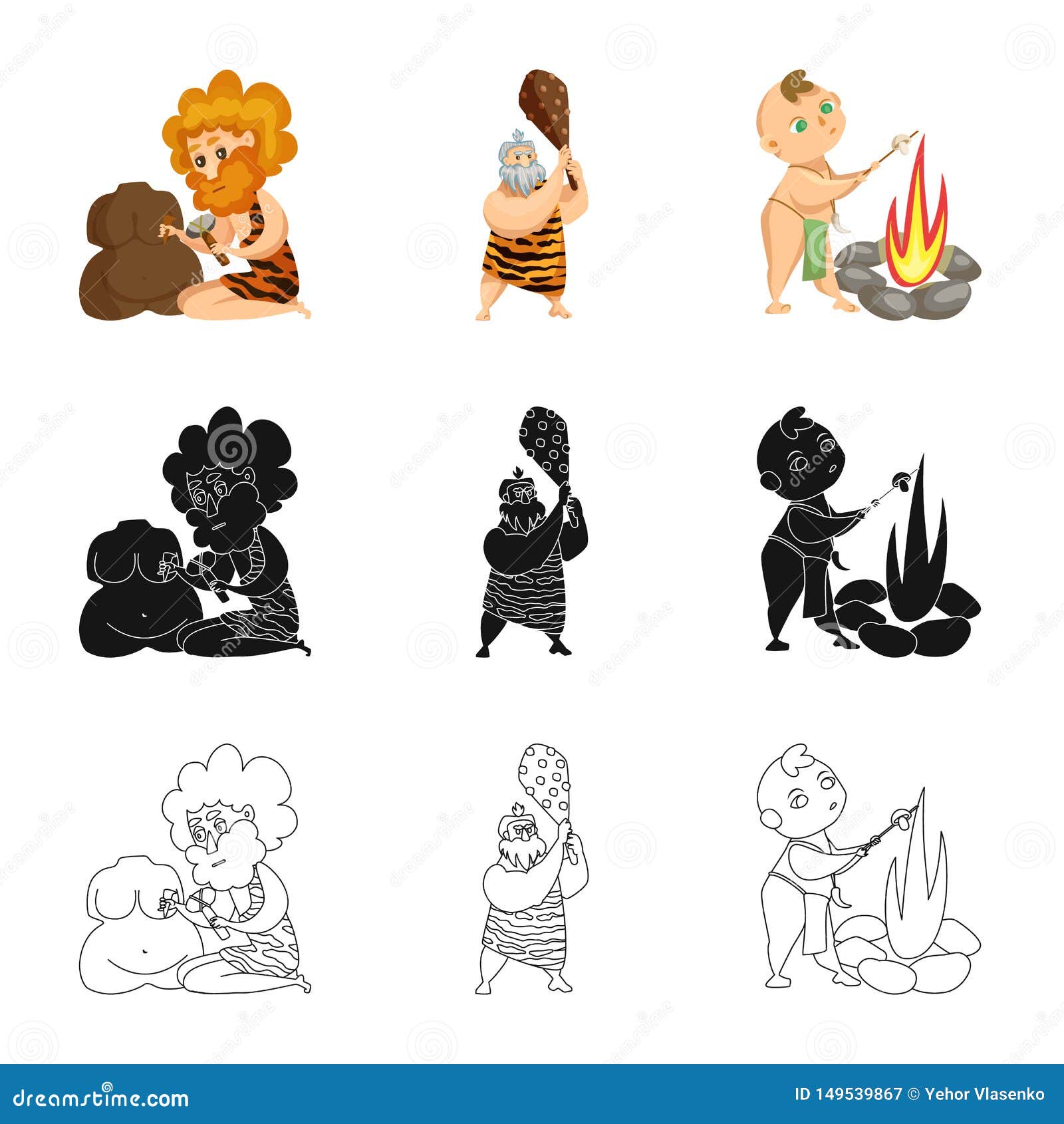 Vector Illustration of Evolution and Prehistory Symbol. Set of ...