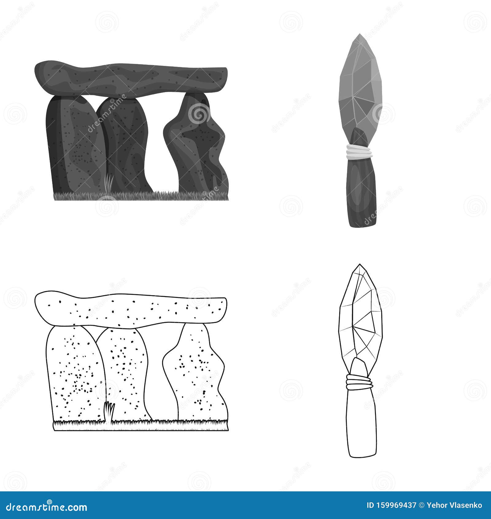 Vector Illustration of Evolution and Prehistory Symbol. Set of ...