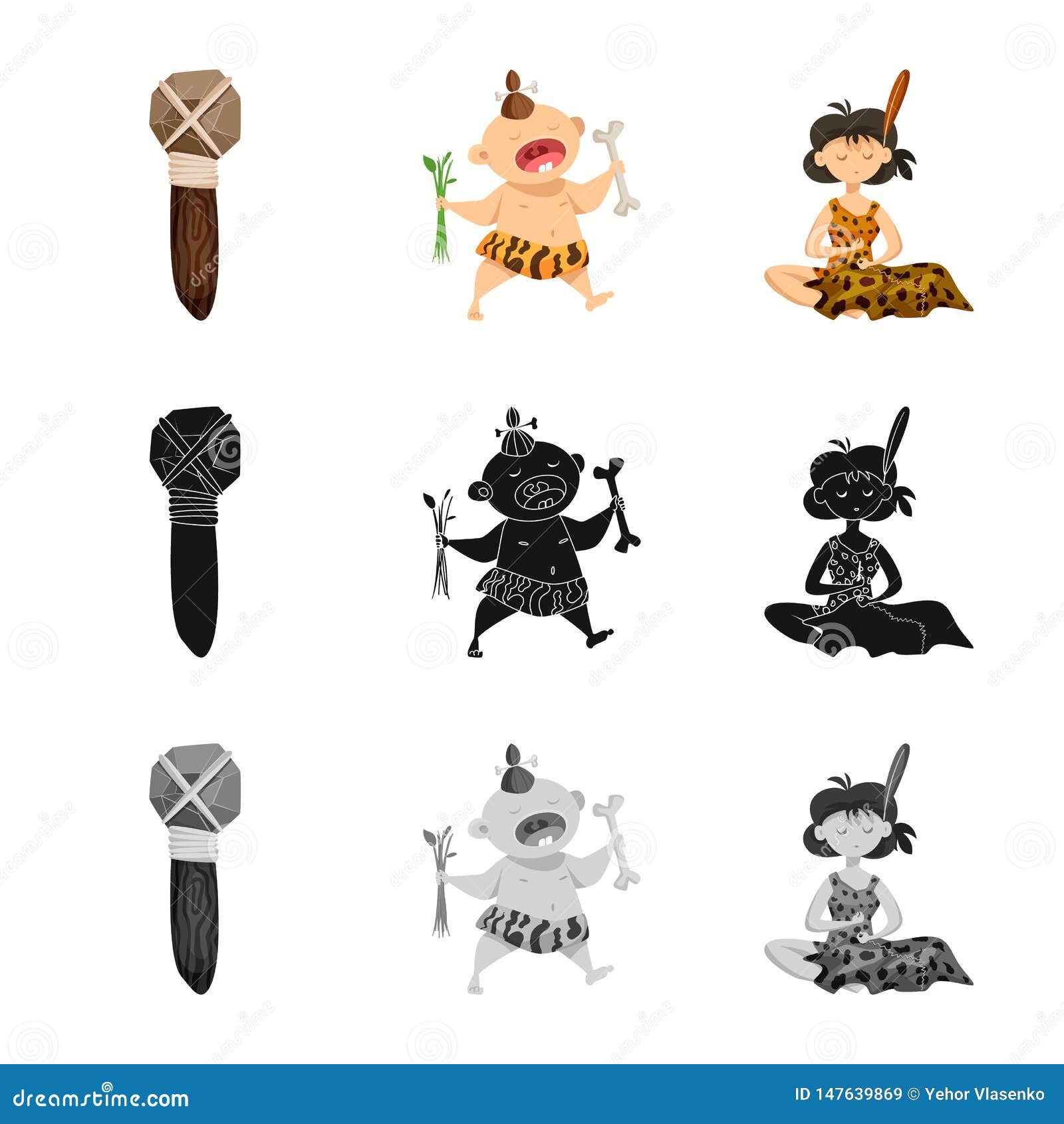 Vector Illustration of Evolution and Prehistory Symbol. Set of ...