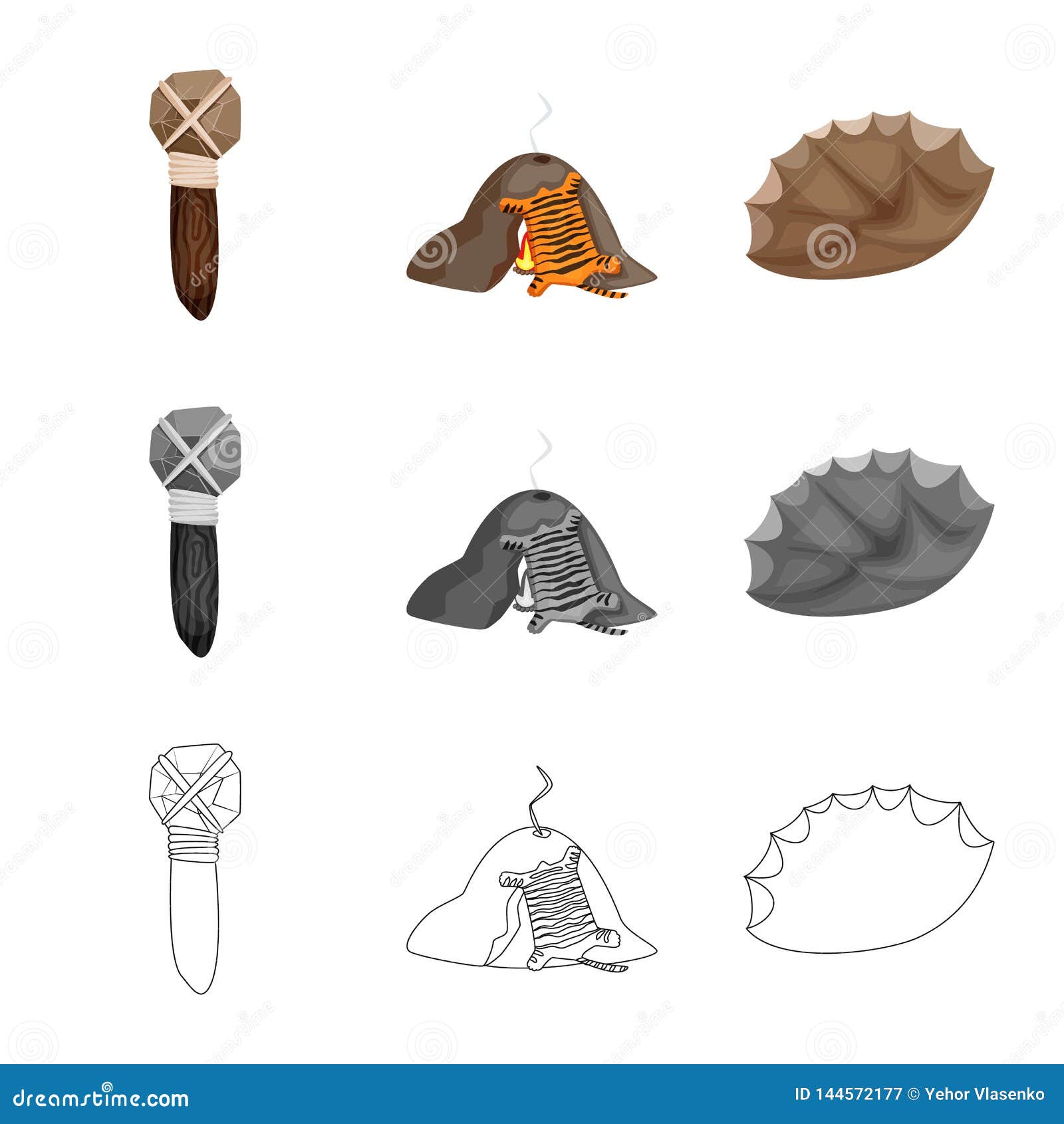 Vector Illustration of Evolution and Prehistory Symbol. Set of ...