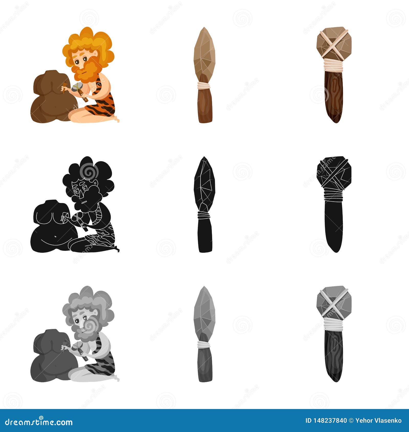 Vector Illustration of Evolution and Prehistory Symbol. Set of ...