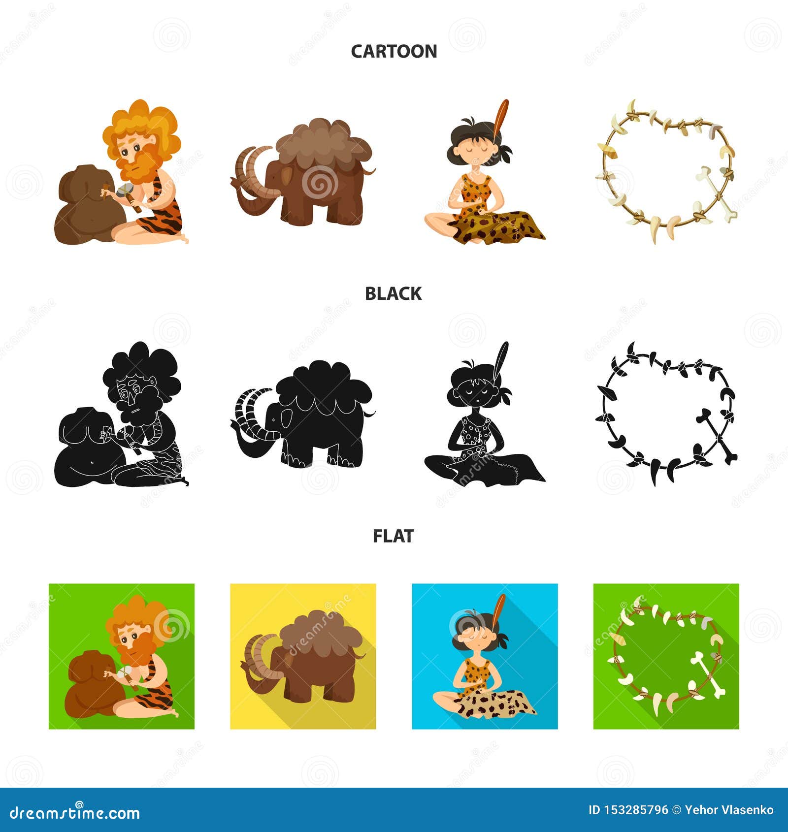 Vector Illustration of Evolution and Prehistory Symbol. Set of ...